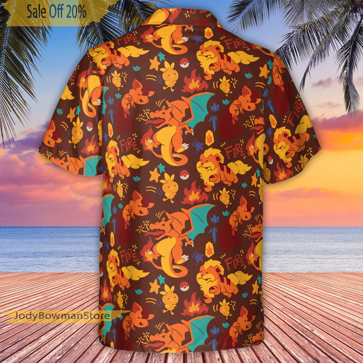 Charizard Hawaiian Shirt, PKM Button Up Shirt, Charizard Holiday Shirt