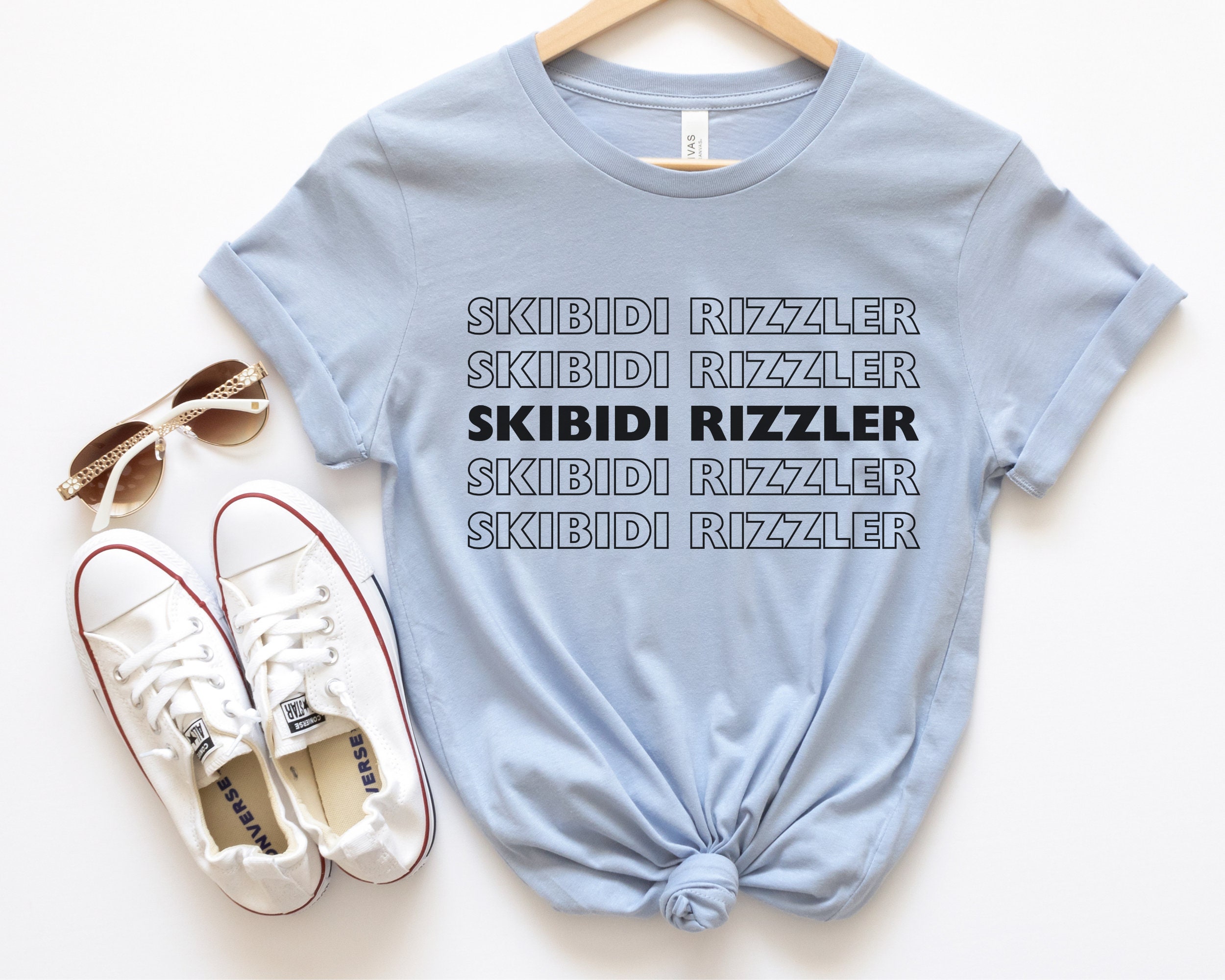 Skibidi Rizzler Black Letters Shirt, Trendy Shirt, Unisex, Gift for ...