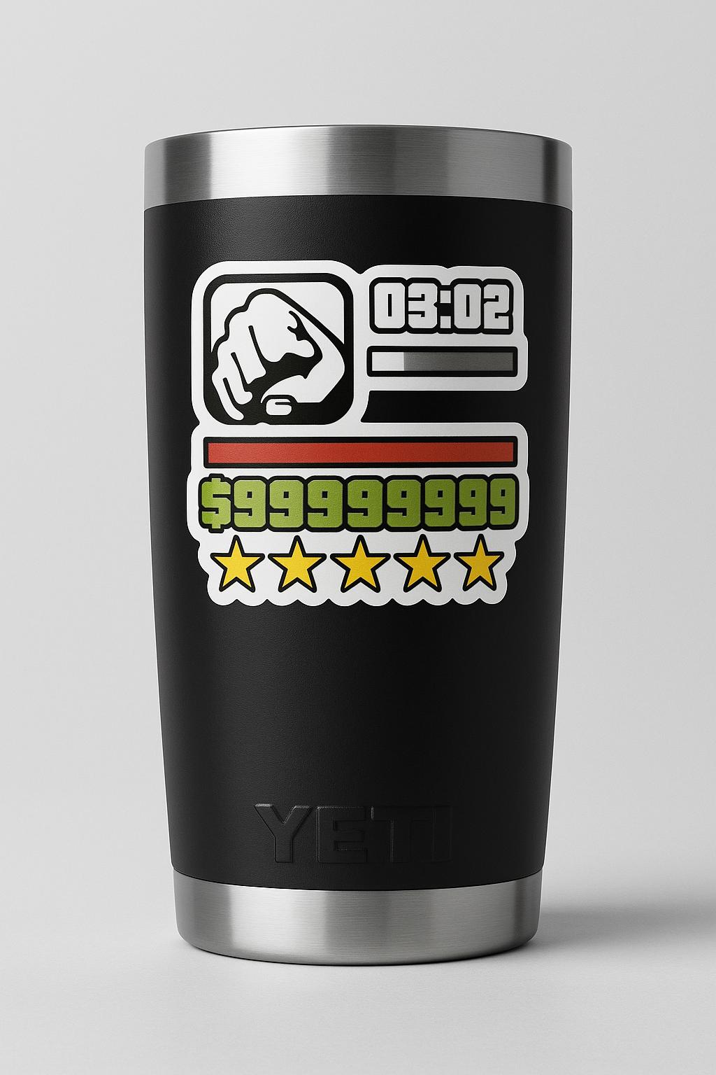 GTA Inspired Die Cut Sticker – Glossy Waterproof Finish, 99999999 Stars ...