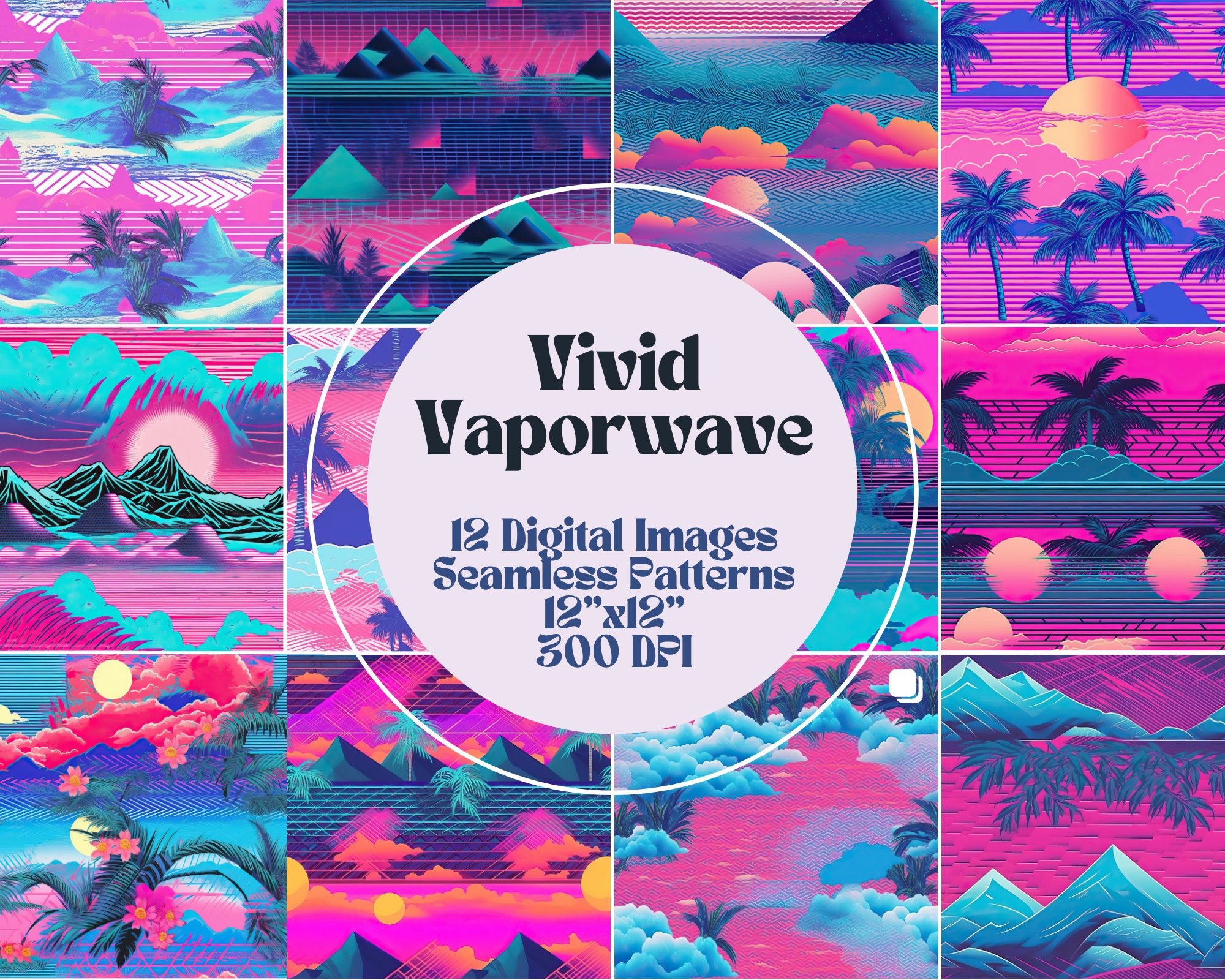 Vivid Vaporwave - Seamless Paper / Pattern - Etsy