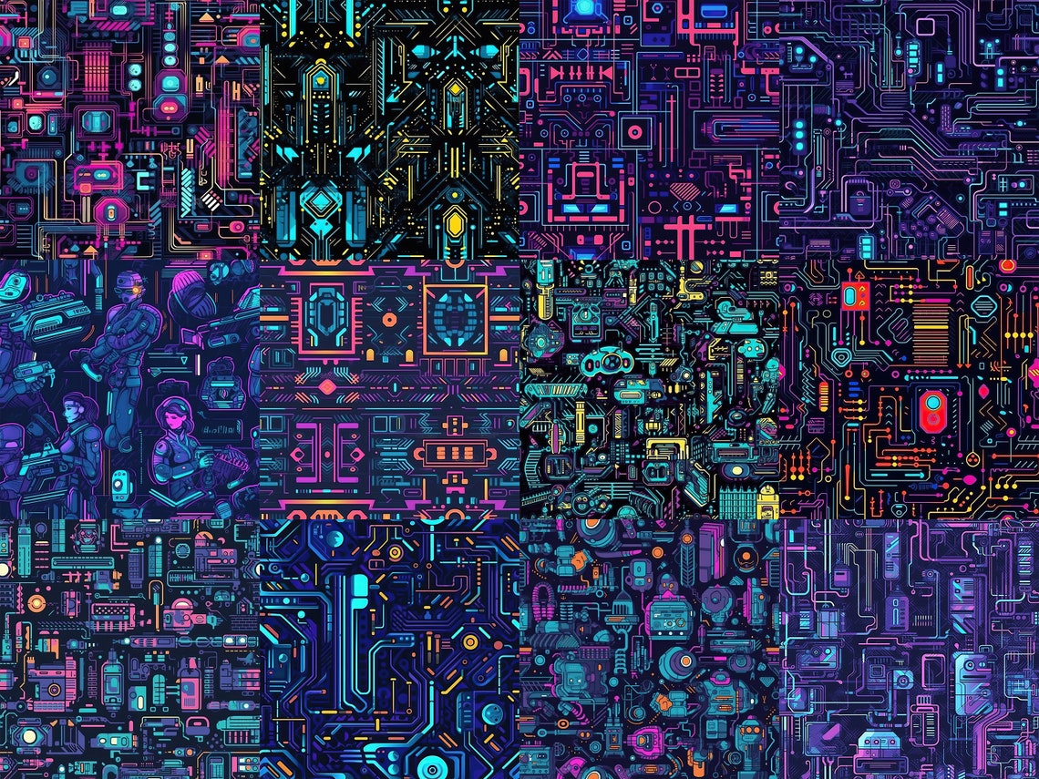 Cyberpunk - Seamless Paper / Pattern (pdf, Png, Commercial Use ...