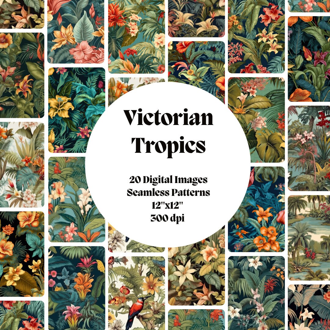 Victorian Tropics Seamless Paper / Pattern victorian Tropical Flowers ...