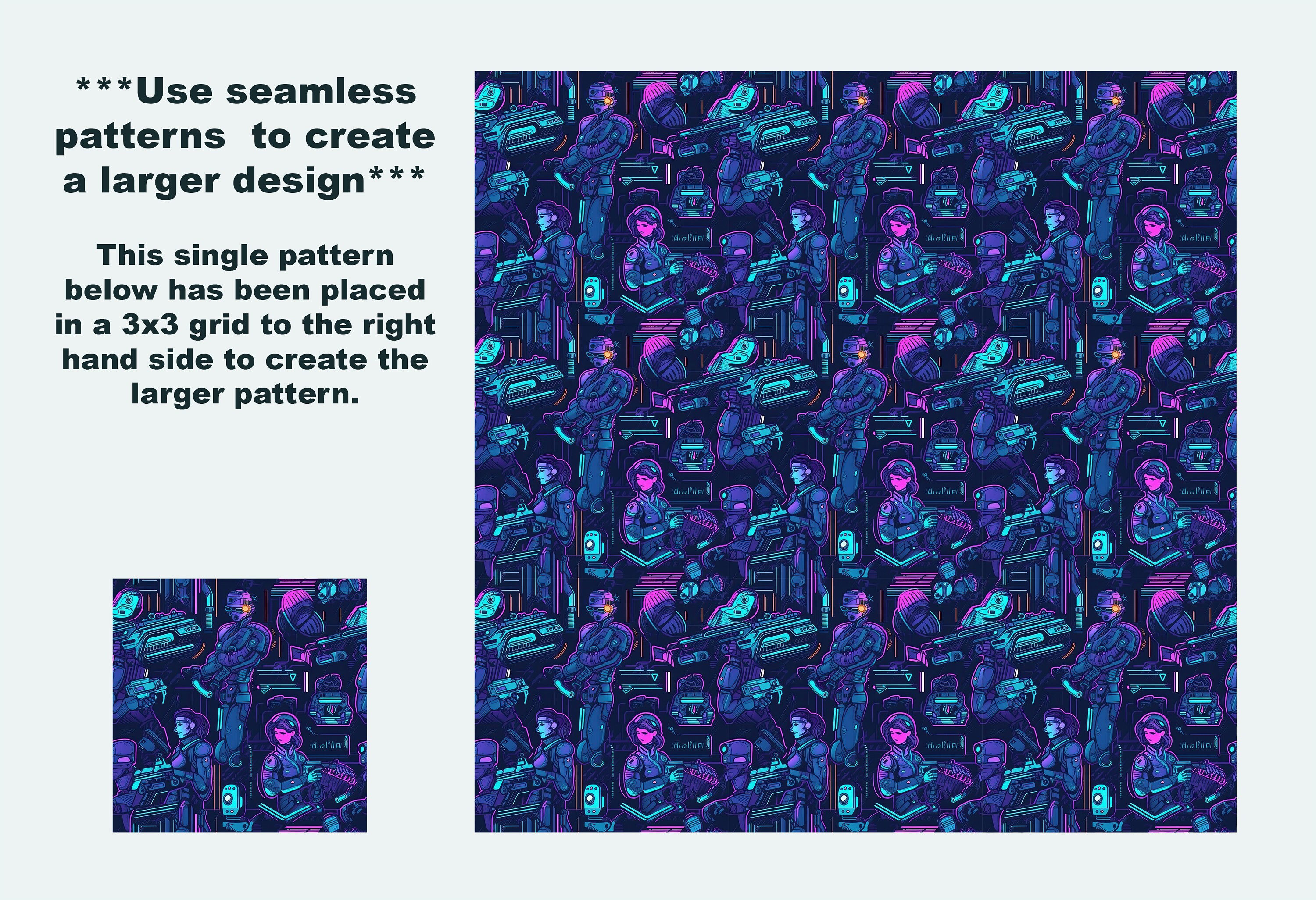 Cyberpunk Seamless Paper / Pattern pdf, Png, Commercial Use, Seamless ...
