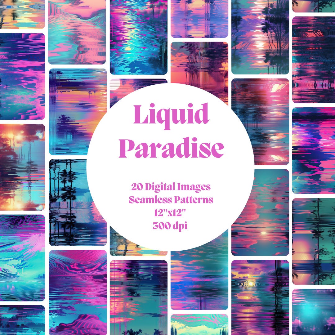 Liquid Paradise Seamless Paper / Pattern vivid Colours, Vaporwave, Abstract Painting, Repeating ...
