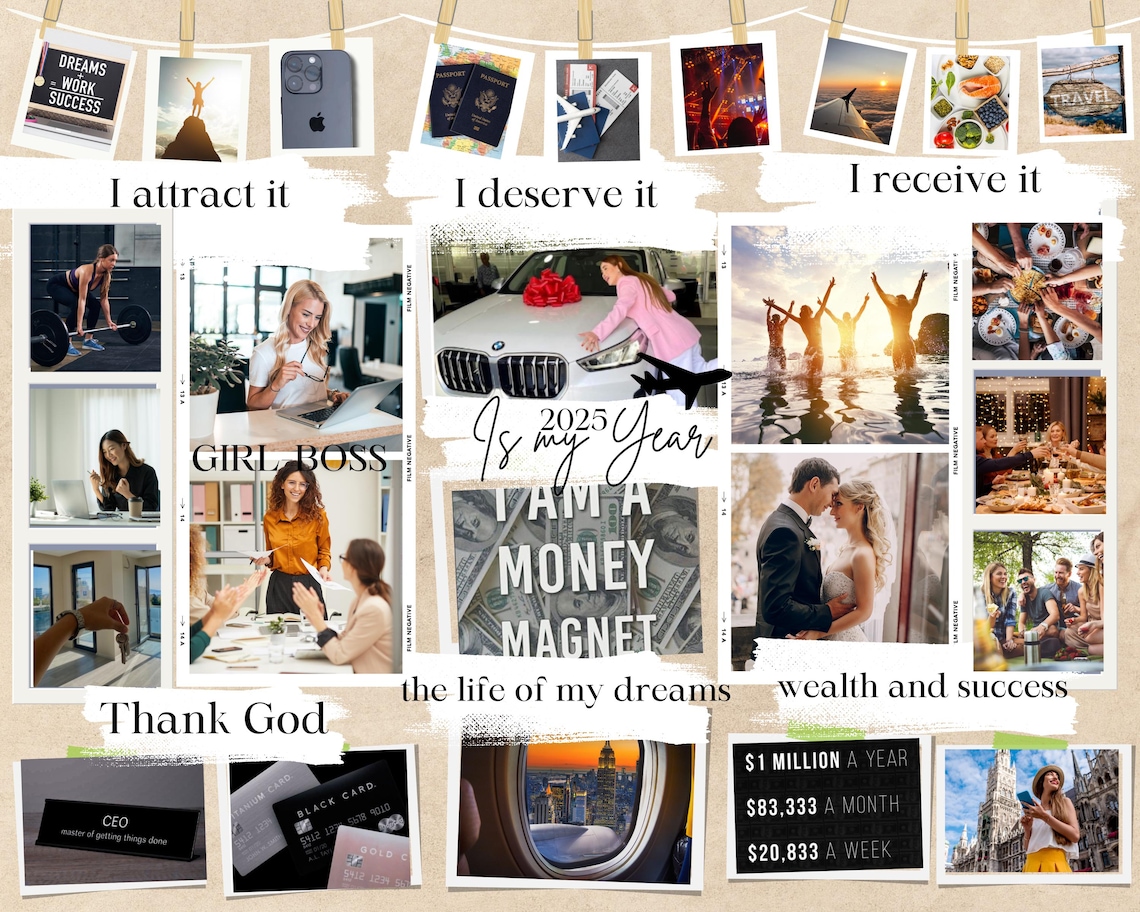 2025 Vision Board Printable With Affirmations. - Etsy