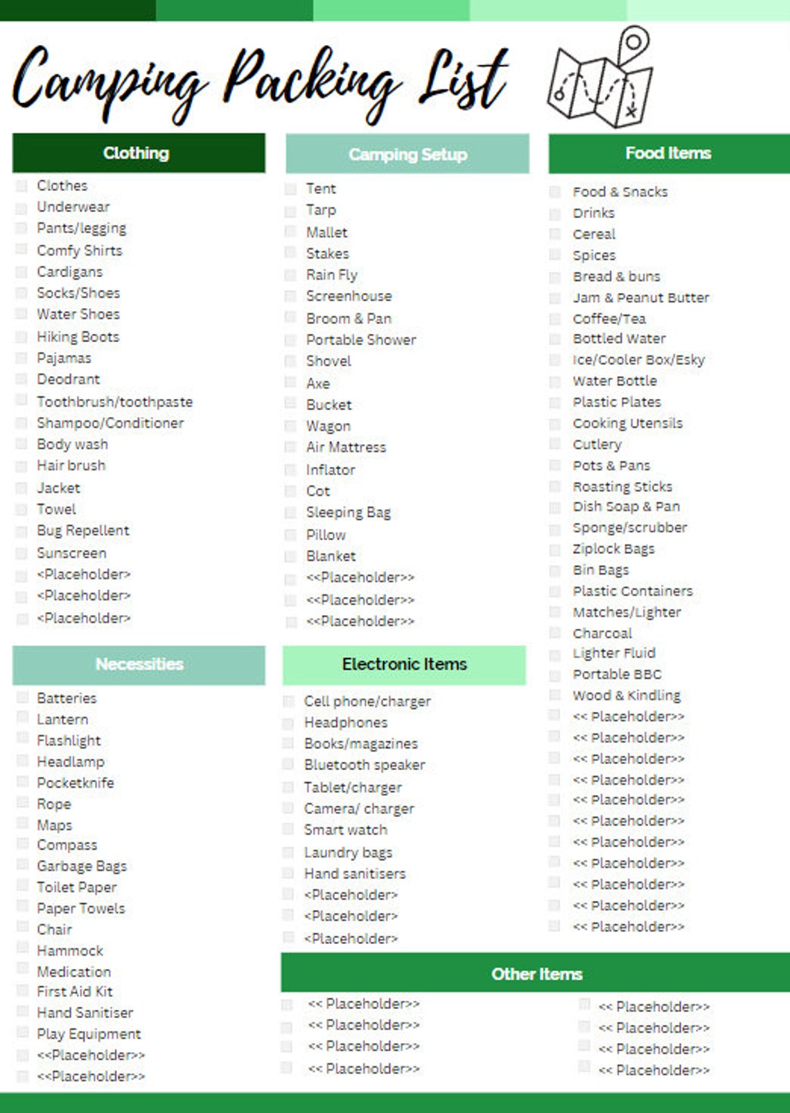 Camp Checklist Editable RV Checklist Before Leaving Packing List What ...