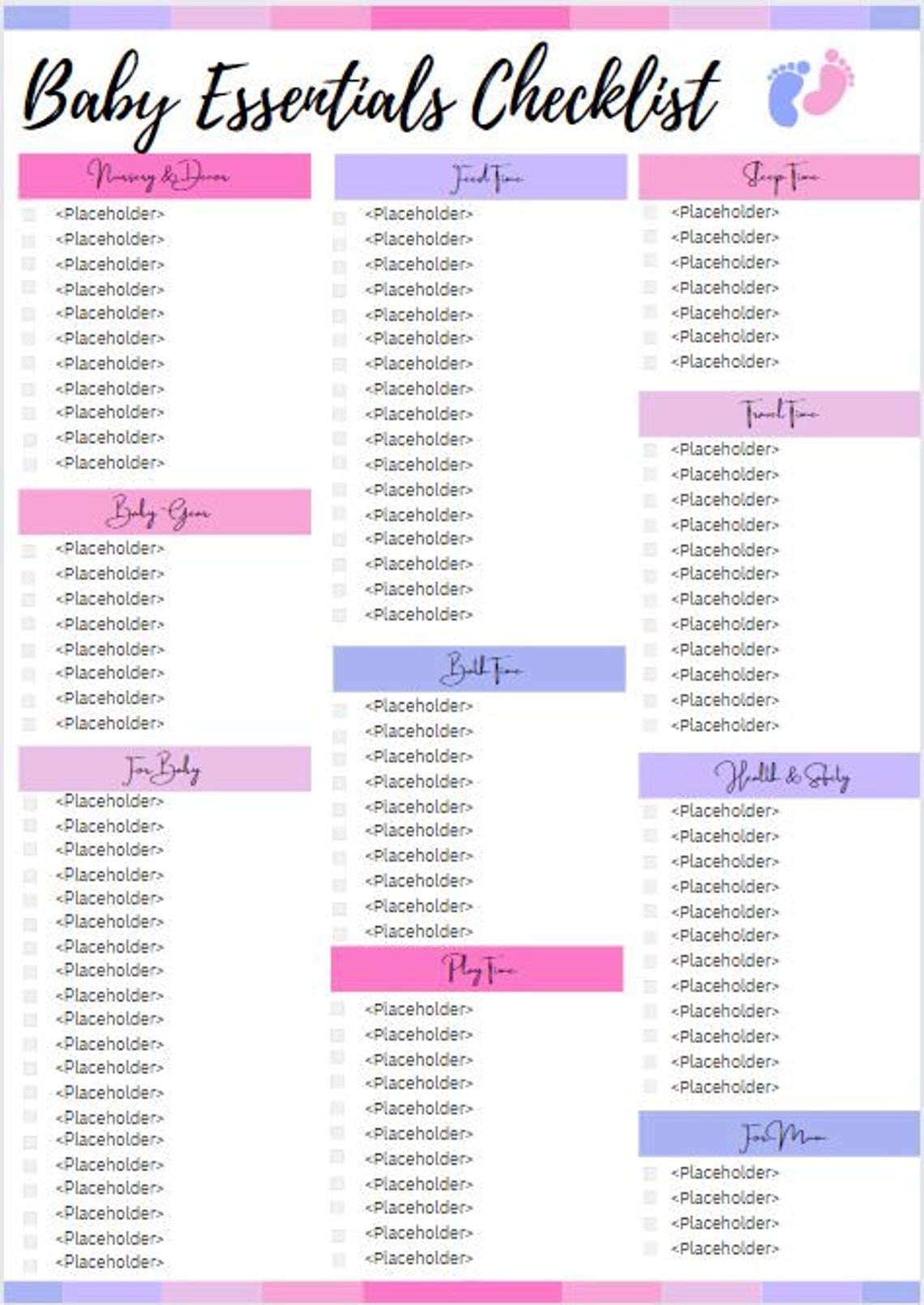 Baby Essentials Checklist Printable Pink|newborn Essentials|nursery ...