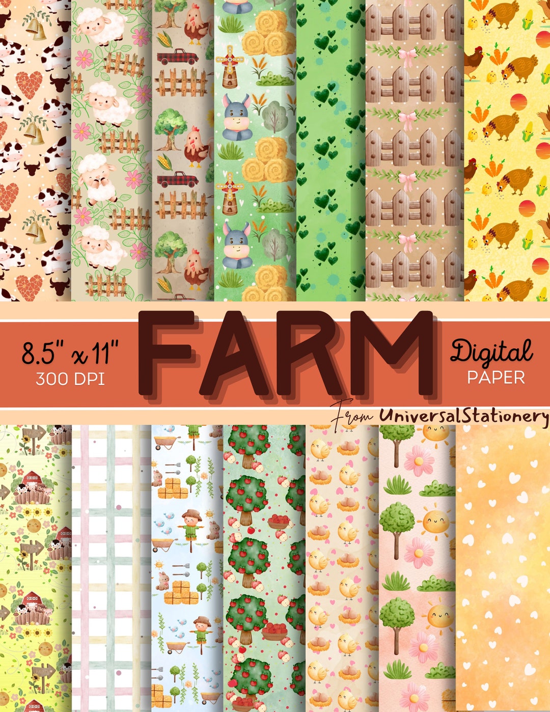 Farm Digital Paper - Etsy