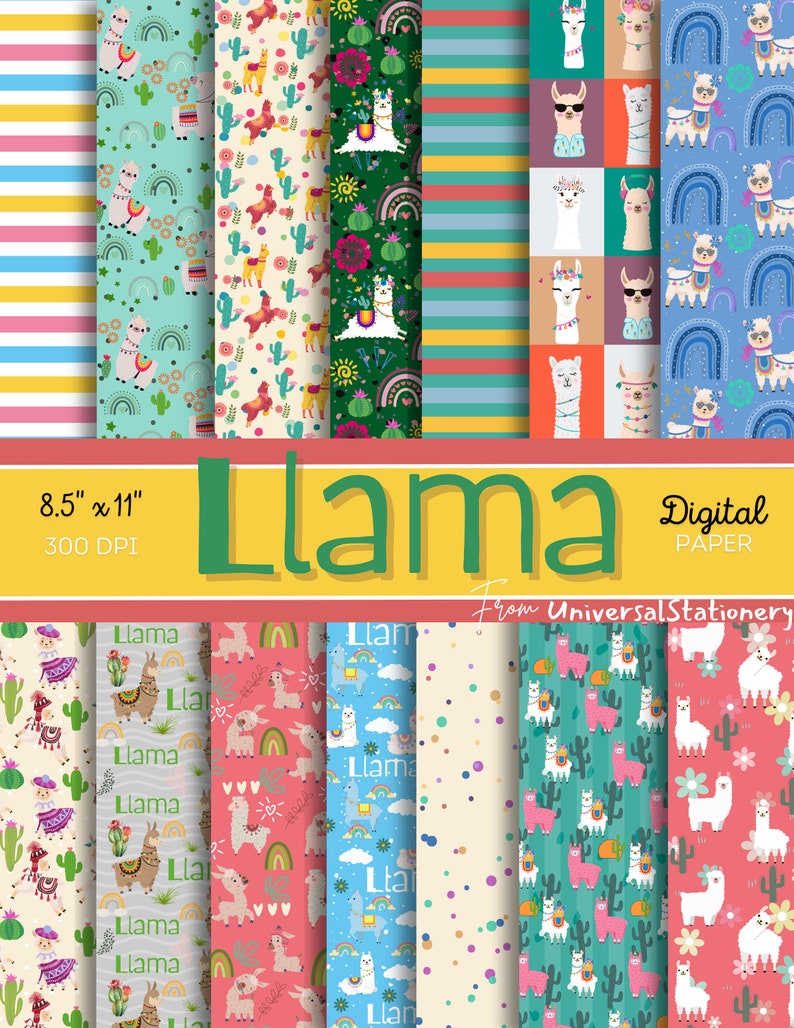 Llama Digital Paper - Etsy
