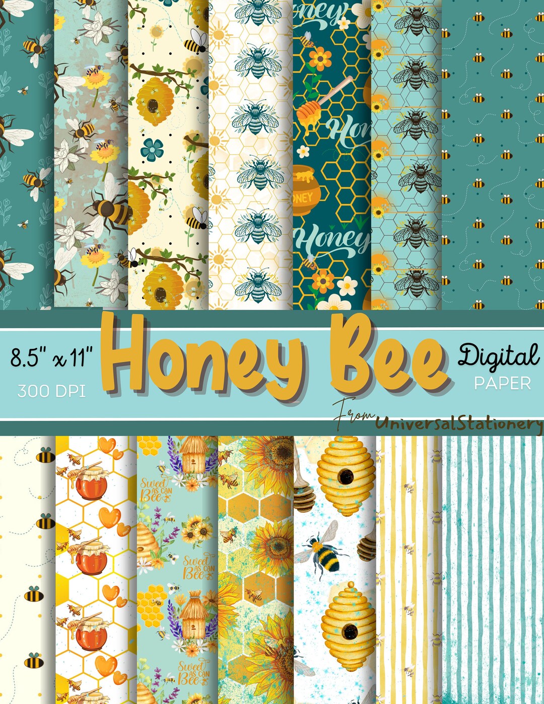 Honeybee Digital Paper - Etsy