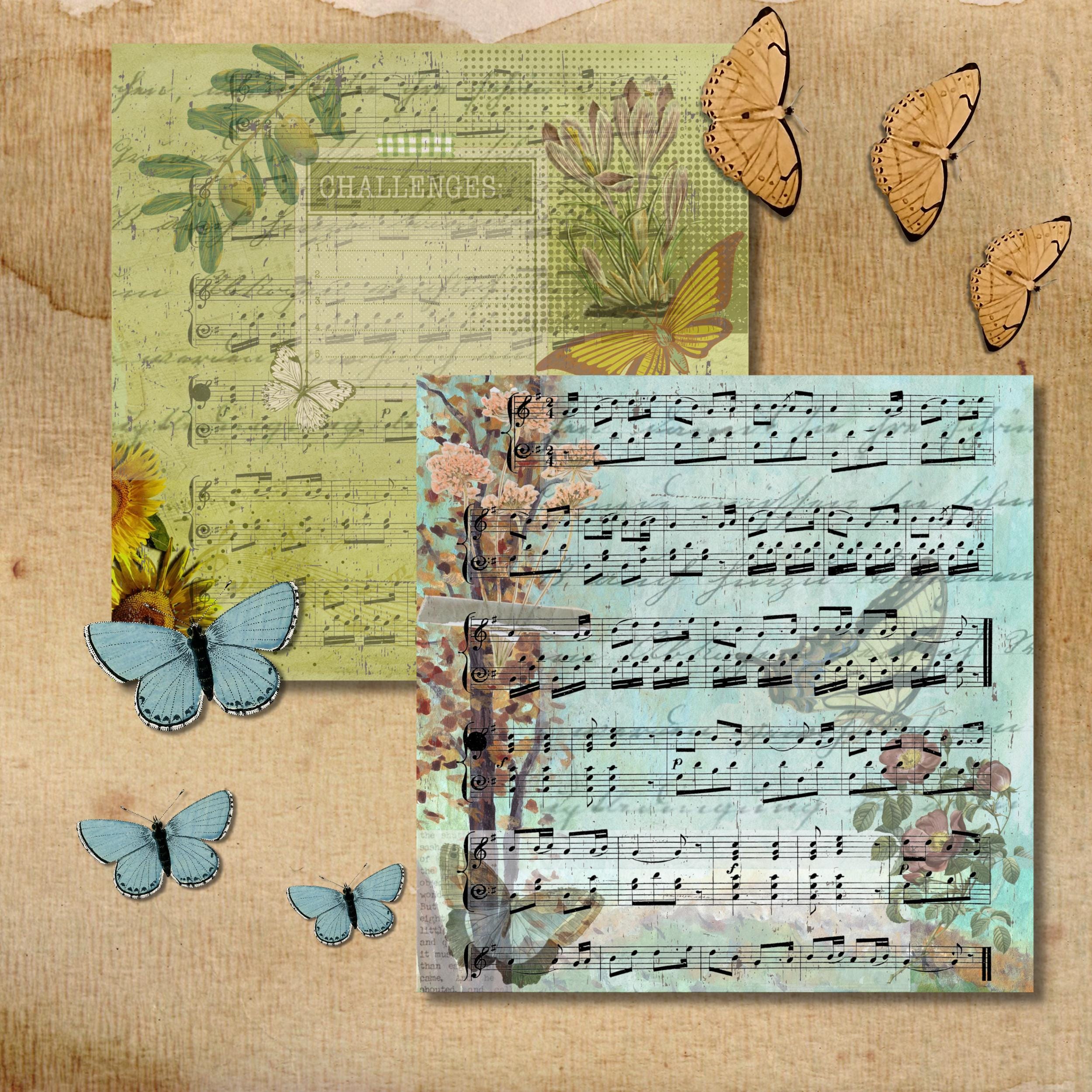 Vintage Sheet Music Scrapbook Paper – Craft Paper Pack, 24 Sheets, 12 ...