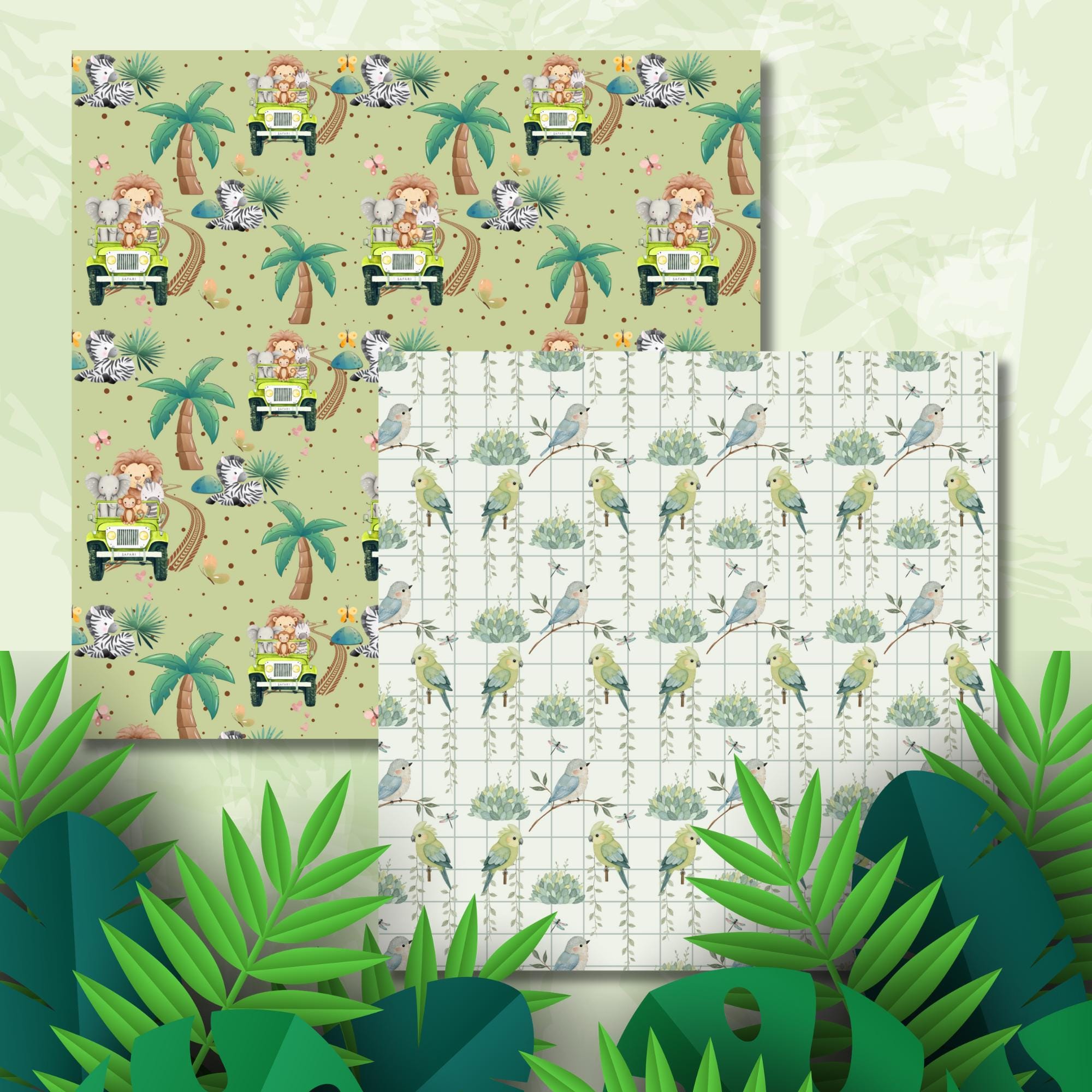 Safari Baby Animals Scrapbook Paper – Jungle Patterns (digital Download ...