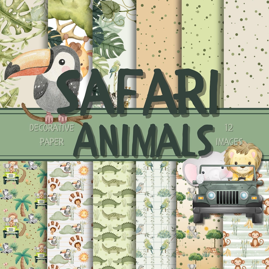 Safari Baby Animals Scrapbook Paper – Jungle Patterns (digital Download ...