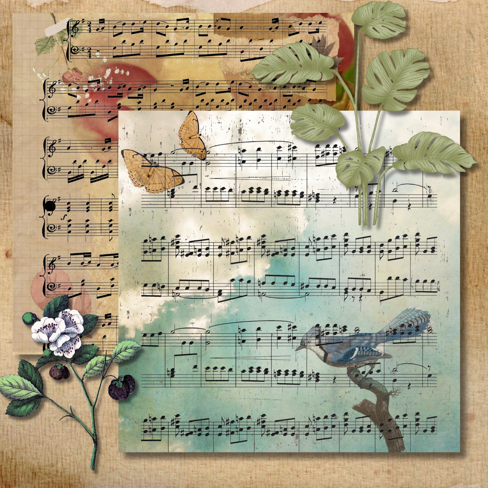 Vintage Sheet Music Scrapbook Paper – Craft Paper Pack, 24 Sheets, 12 ...