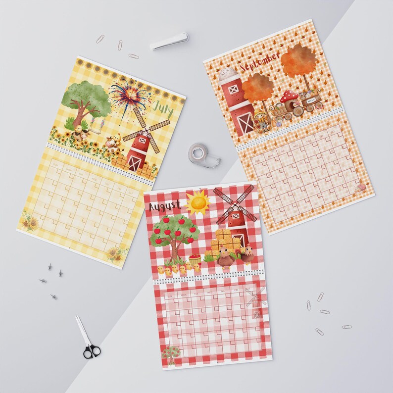 Baby Farm Animals Perpetual Calendar - Undated, Fill-in-the-blank ...