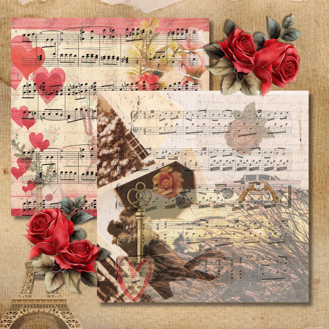 Vintage Sheet Music Scrapbook Paper – Craft Paper Pack, 24 Sheets, 12 ...