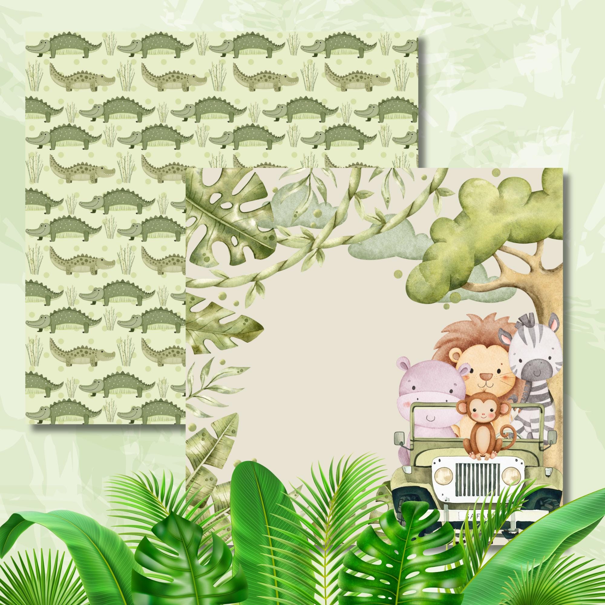 Safari Baby Animals Scrapbook Paper – Jungle Patterns (digital Download ...