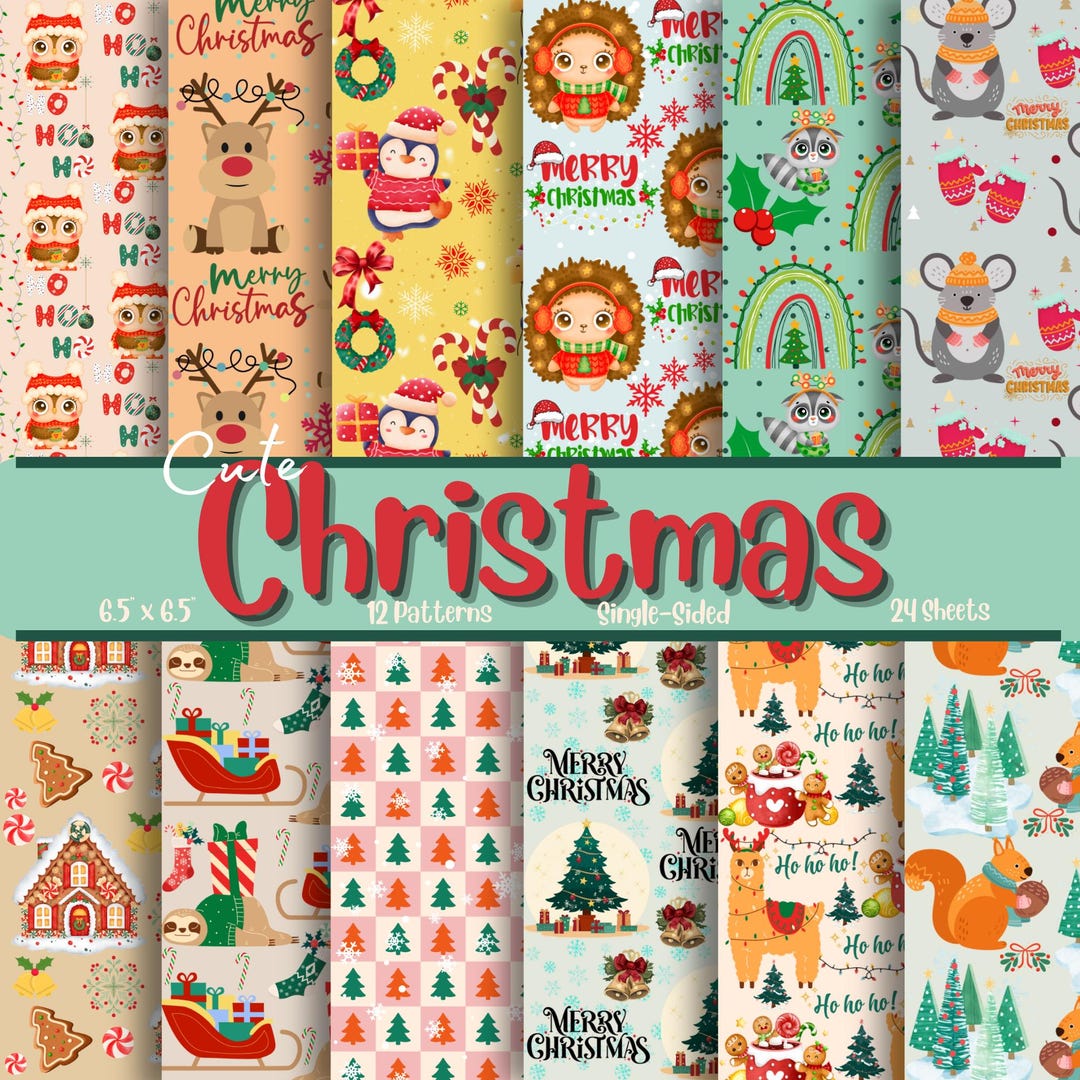 Christmas Digital Paper Pack | Holiday Characters Scrapbook Papers ...