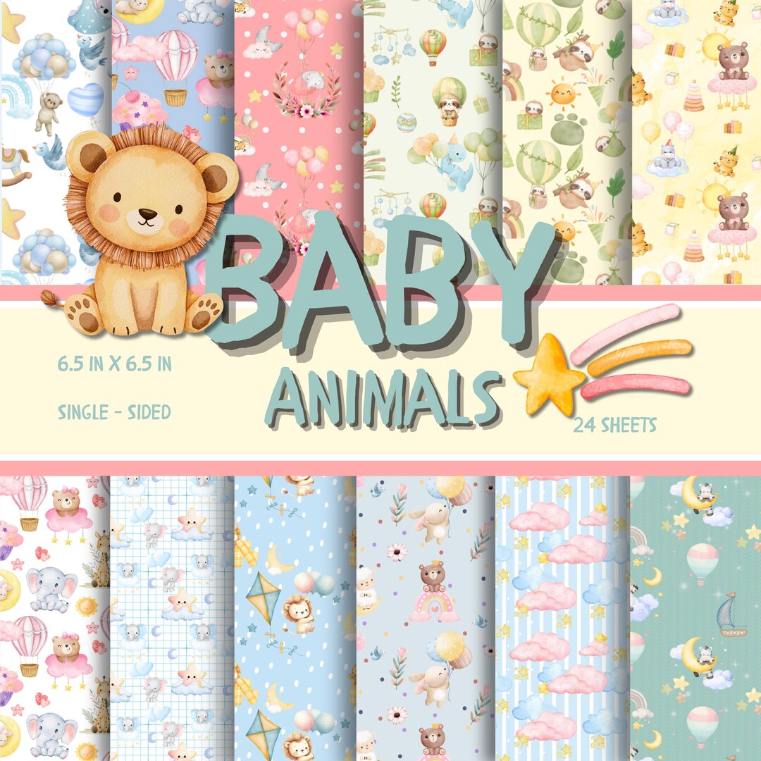 Decorative Baby Animals Paper, Scrapbooking Paper Pack - Etsy