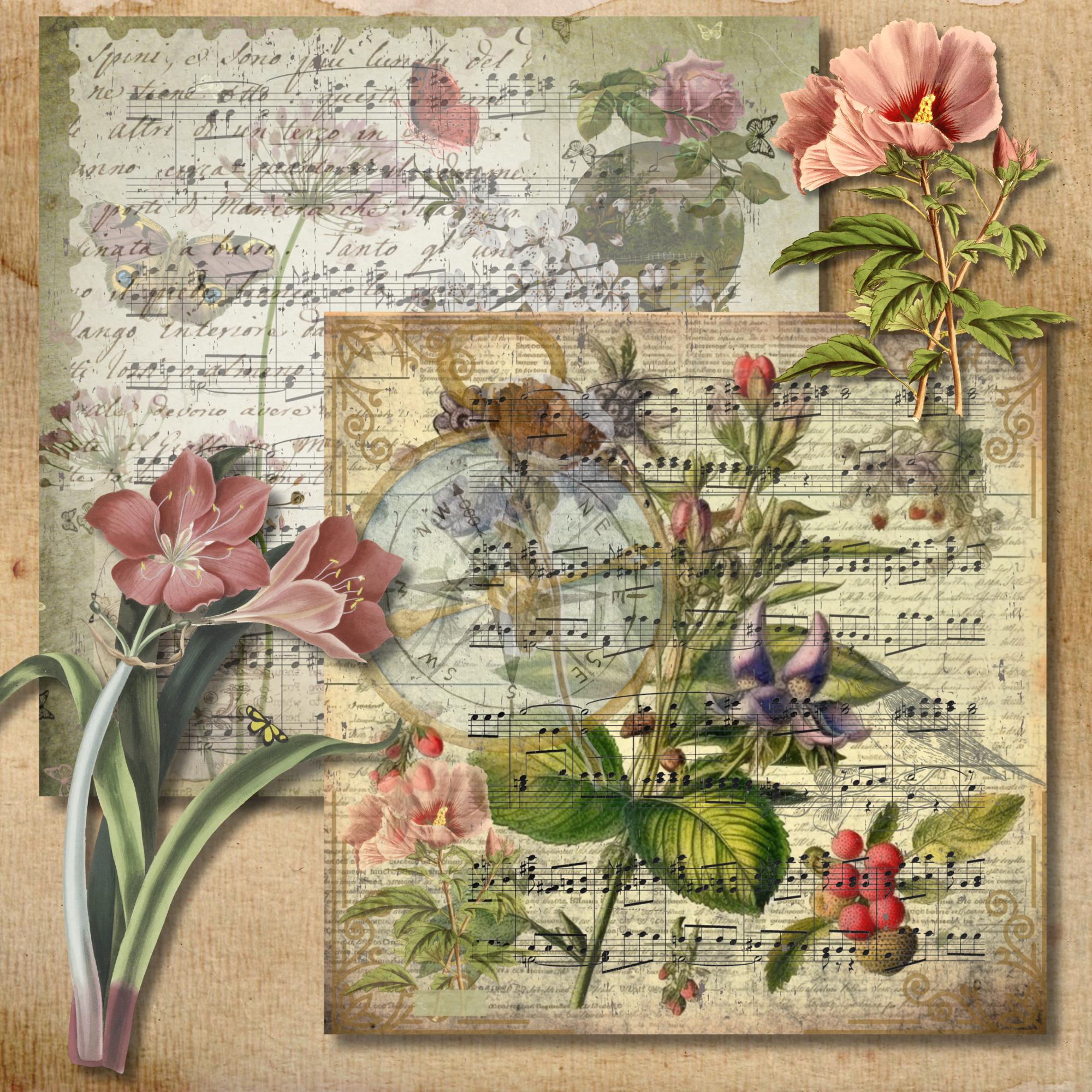 Vintage Sheet Music Scrapbook Paper – Craft Paper Pack, 24 Sheets, 12 ...