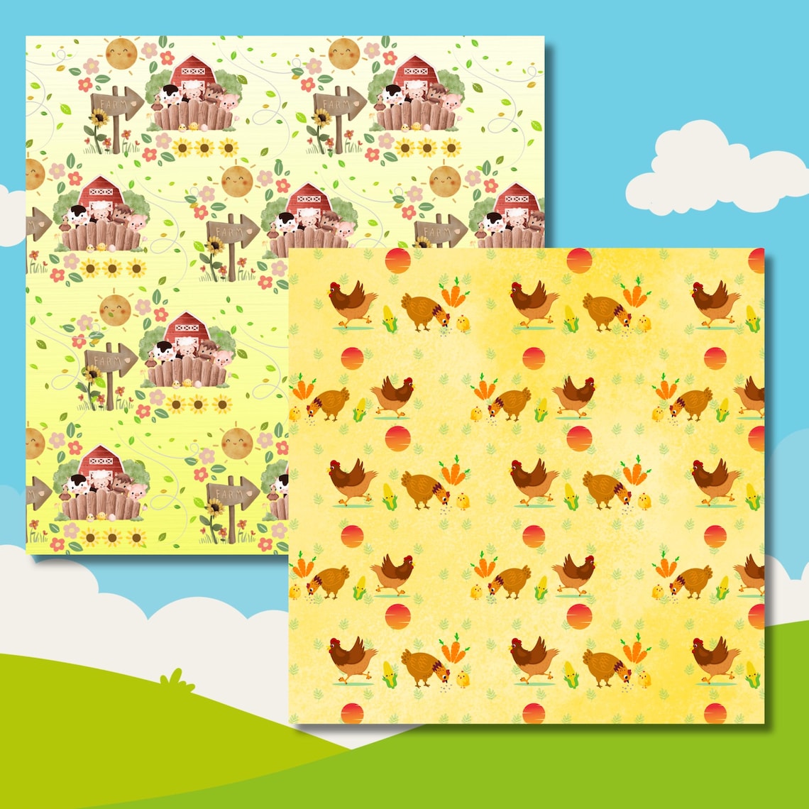Digital Farm Animal Scrapbook Paper Pack – 10" X 10" - Etsy