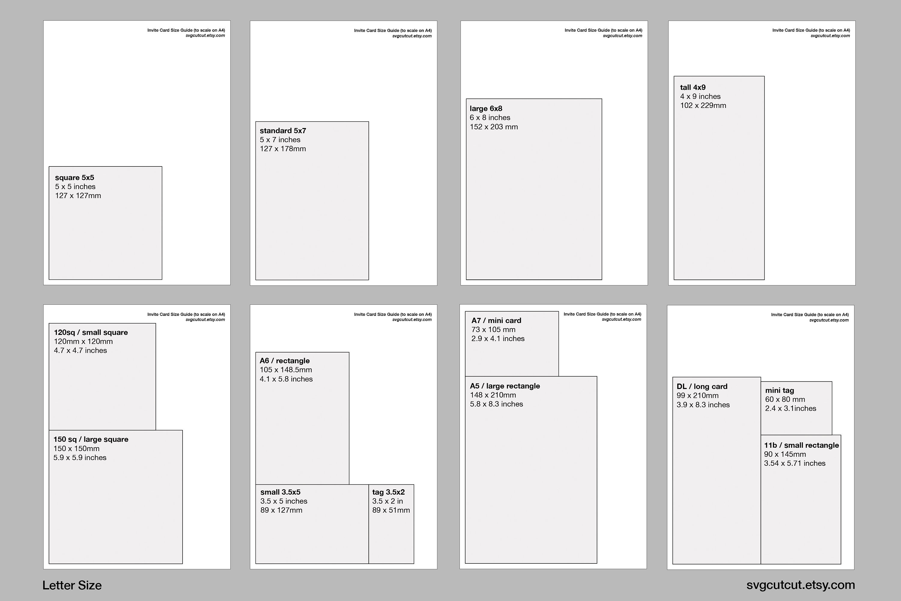 Printable Invite Card Size Guide - A4 and Letter Size - Wedding Invite ...