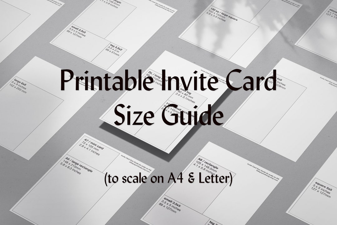 Printable Invite Card Size Guide A4 and Letter Size - Etsy