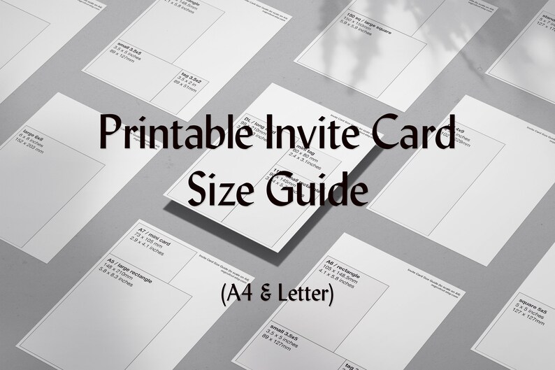 Printable Invite Card Size Guide - A4 and Letter Size - Wedding Invite ...