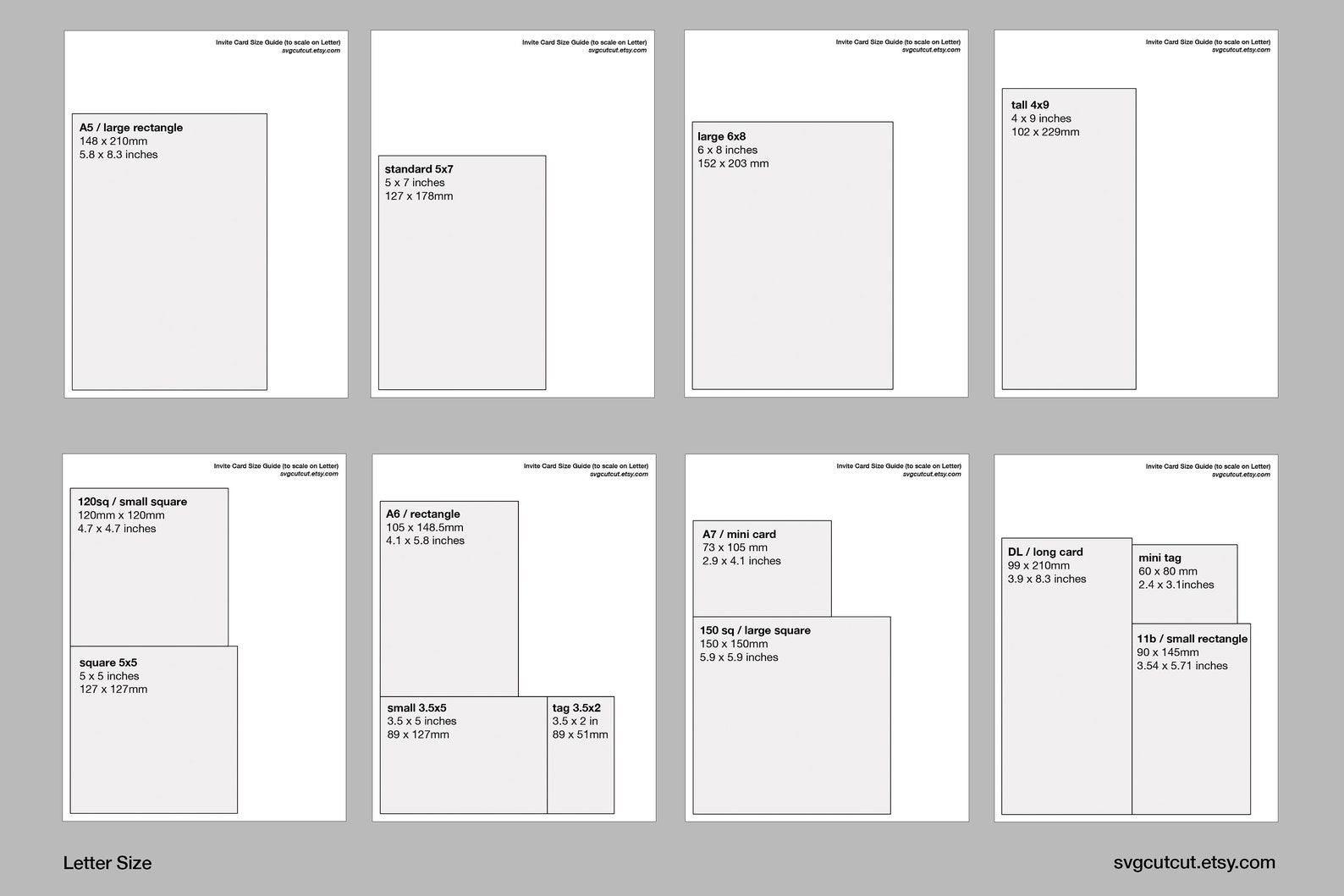 Printable Invite Card Size Guide - A4 and Letter Size - Wedding Invite ...