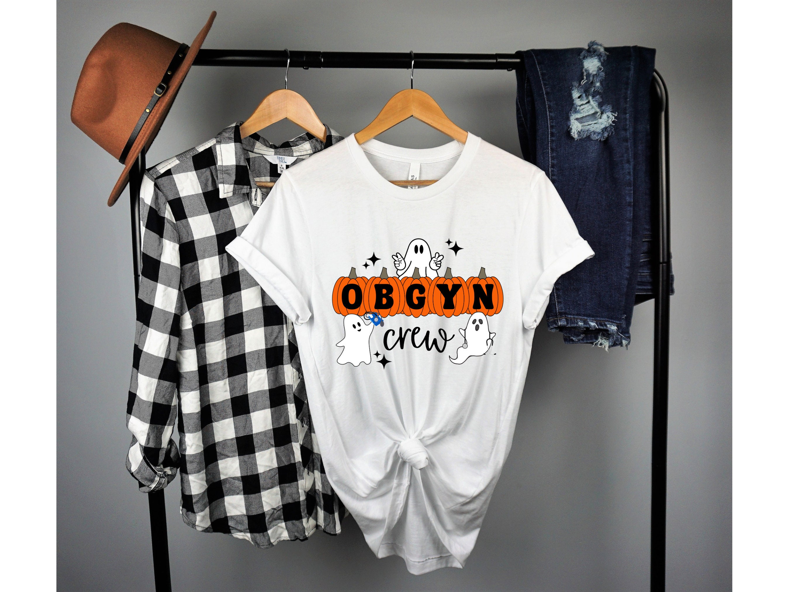 OBGYN Crew Halloween Retro Ghost & Pumpkin Shirt for - Etsy