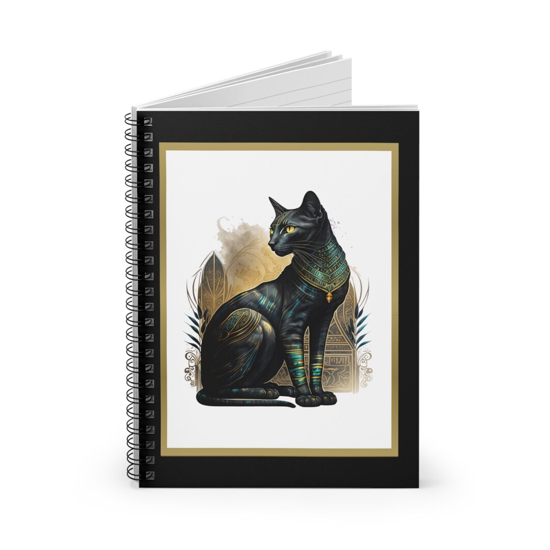 Egyptian Bastet Spiral Bound Journal for Women & Men. Black Cat, Bast ...
