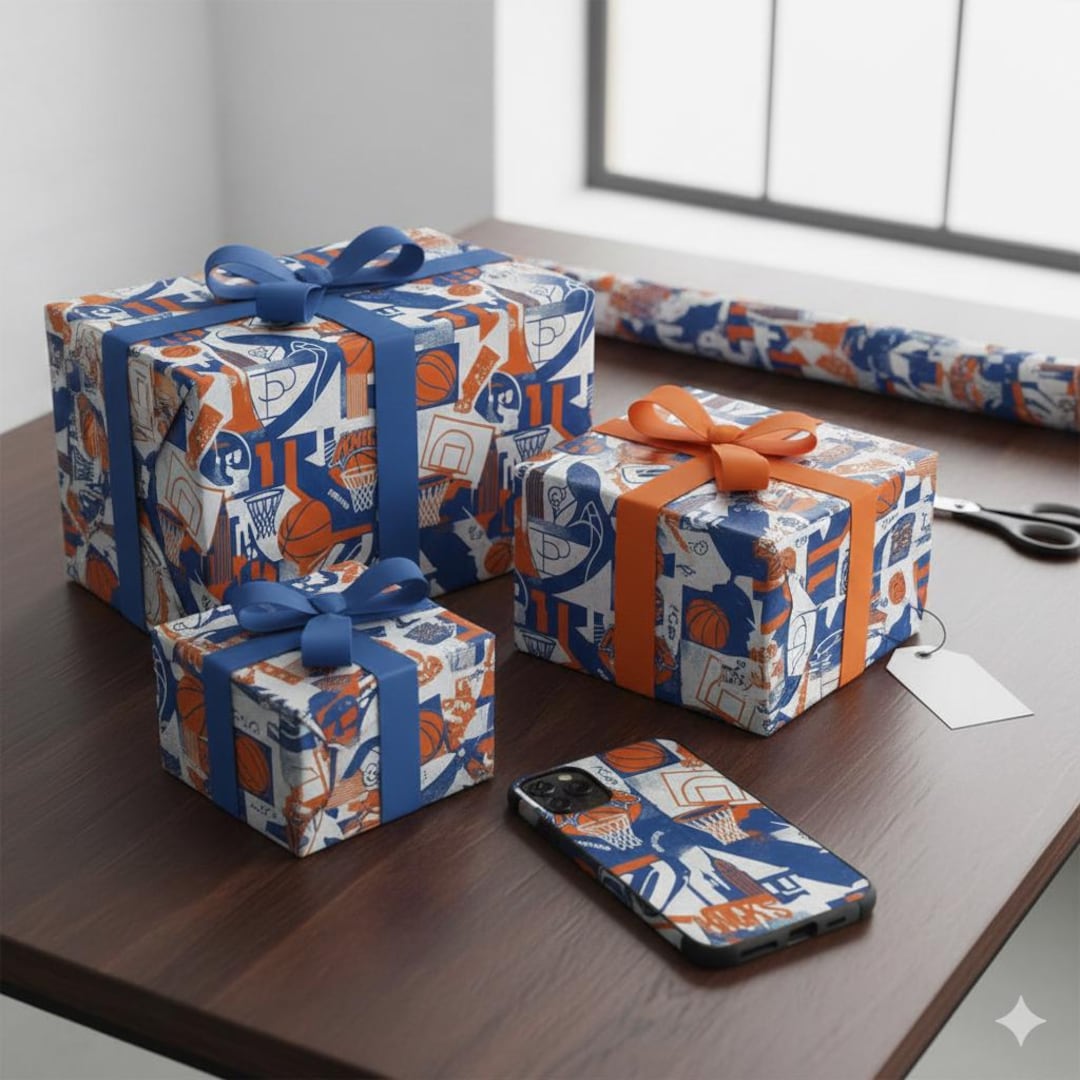 Knicks Wrapping Paper | Basketball Gift Wrap - Etsy