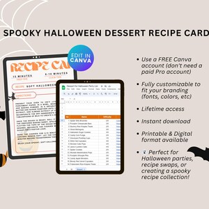 Spooky Halloween Recipe Card Template: Printable DIY (PDF & PNG) - Etsy