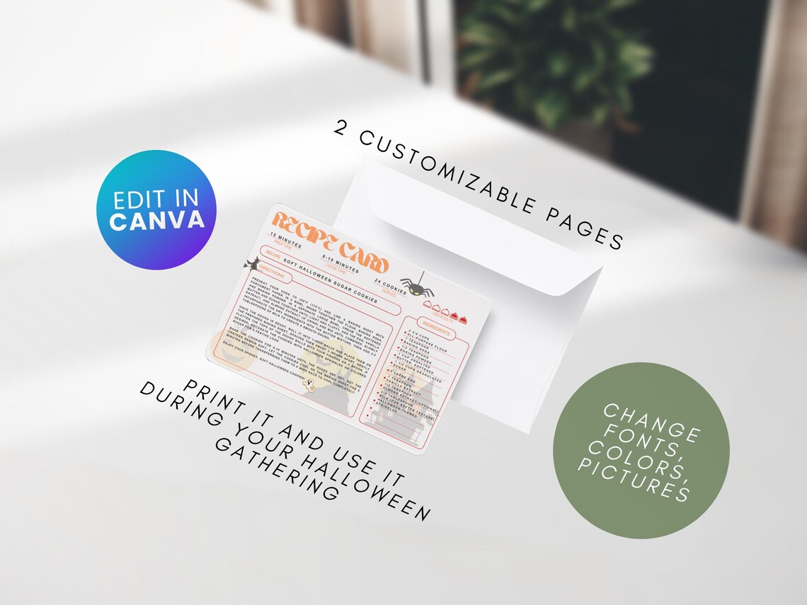 Spooky Halloween Recipe Card Template: Printable DIY (PDF & PNG) - Etsy