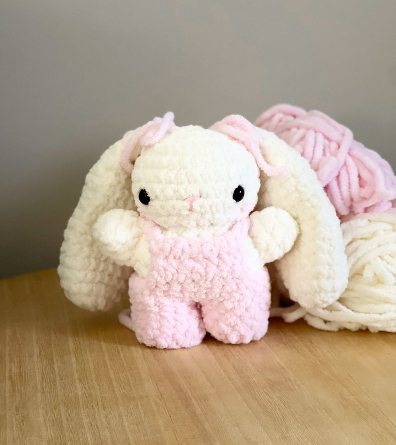 Coquette Bunny With Overalls Crochet XS Plush - Etsy