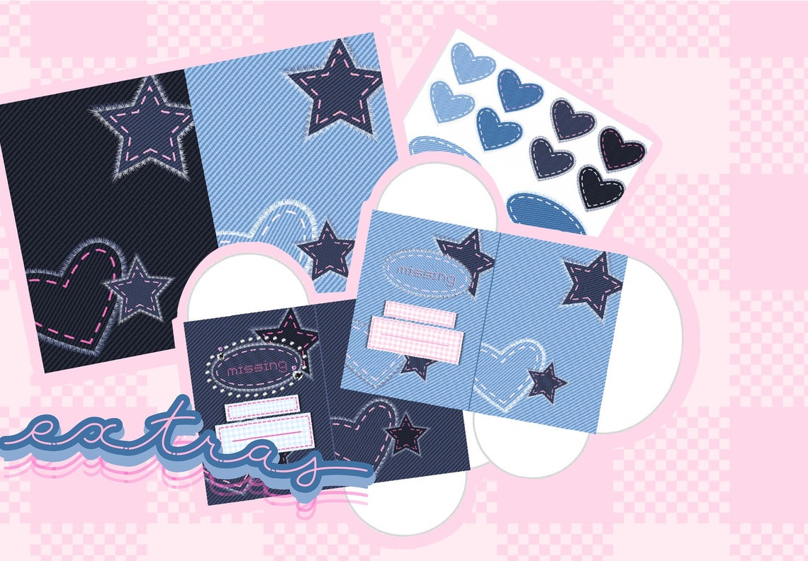 Y2K Denim FULL Collect Binder Set // Binder Cover & Card Placeholder ...