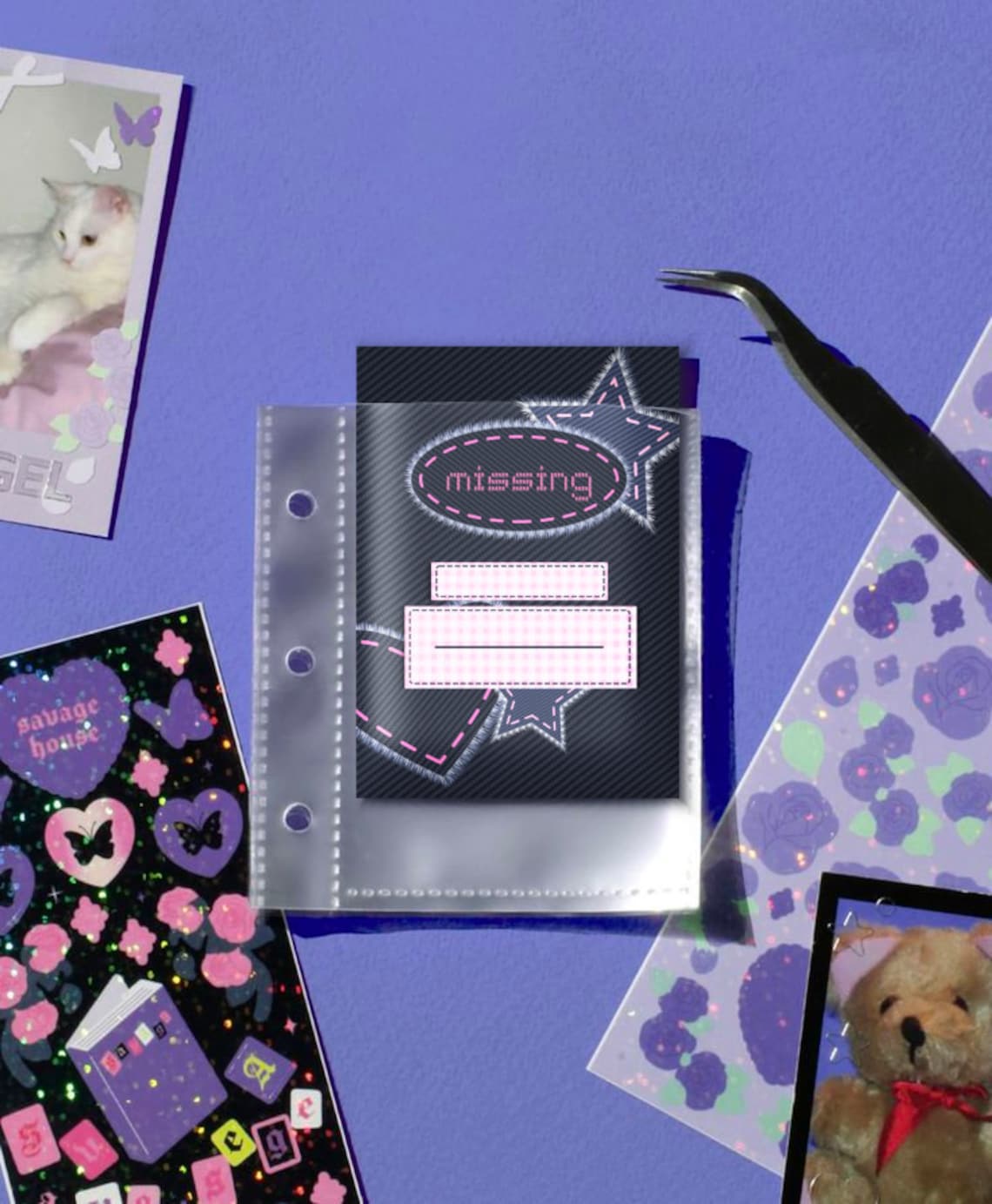 Y2K Denim FULL Collect Binder Set // Binder Cover & Card Placeholder ...