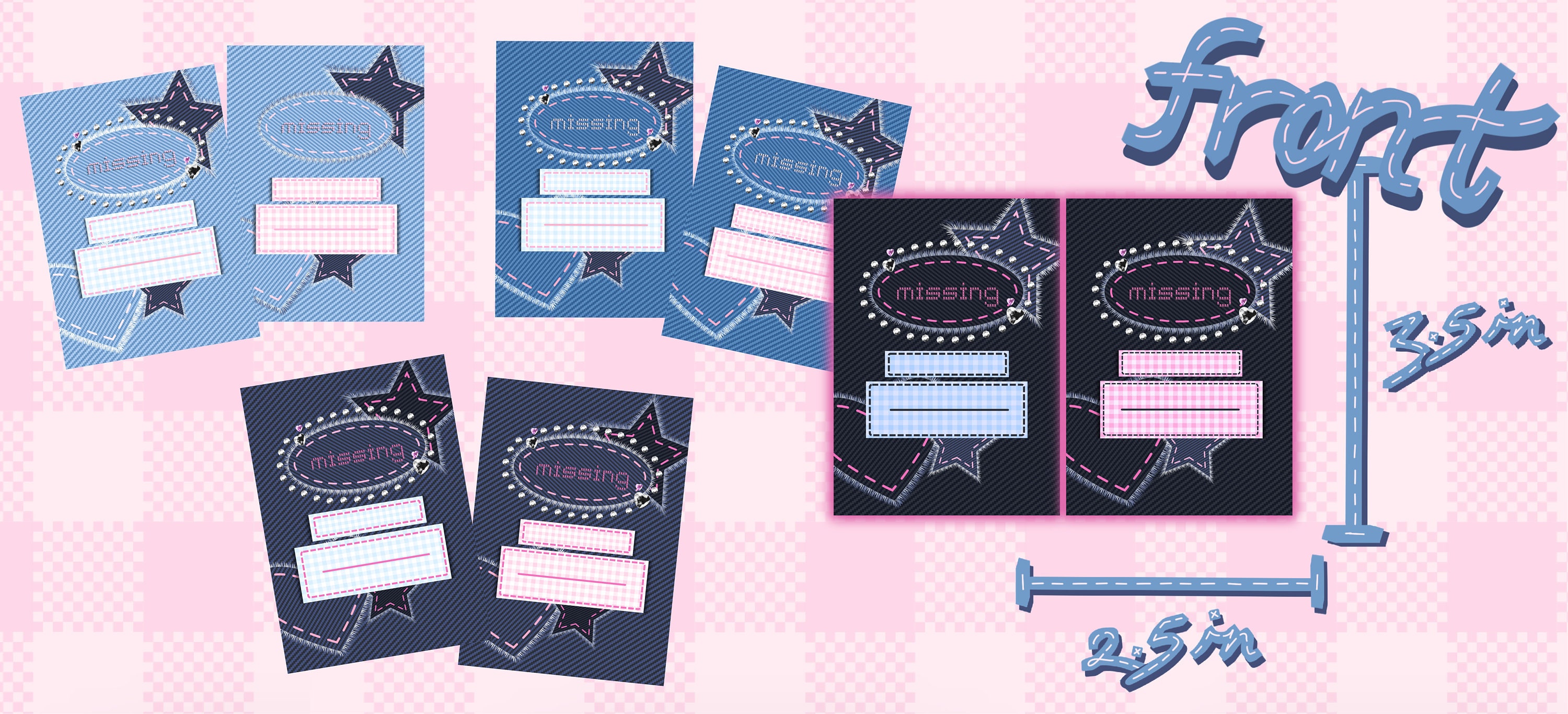 Y2K Denim FULL Collect Binder Set // Binder Cover & Card Placeholder ...