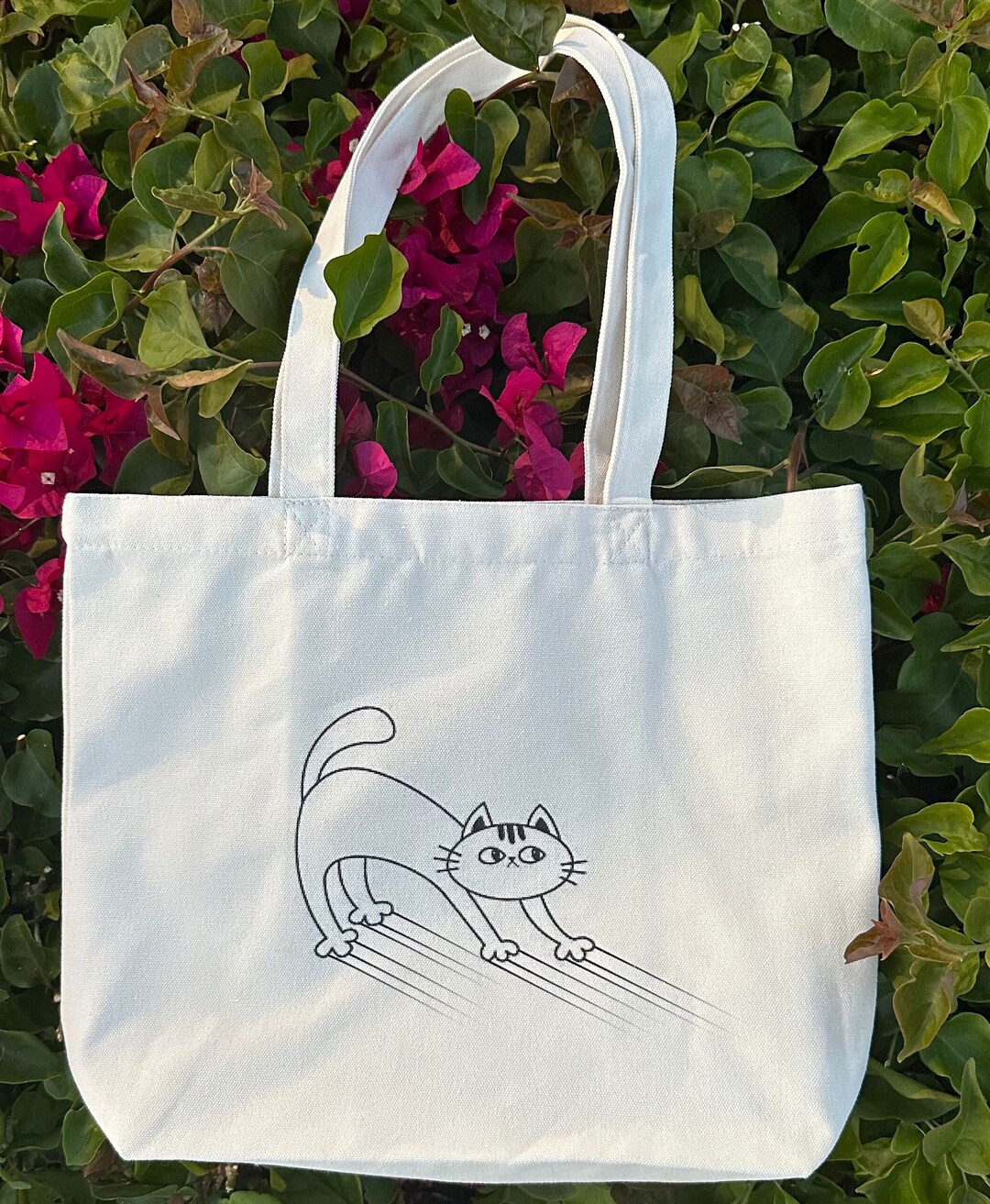 Double Sided Canvas Cat Tote Bag With Inside Pocket for Women Cute and ...