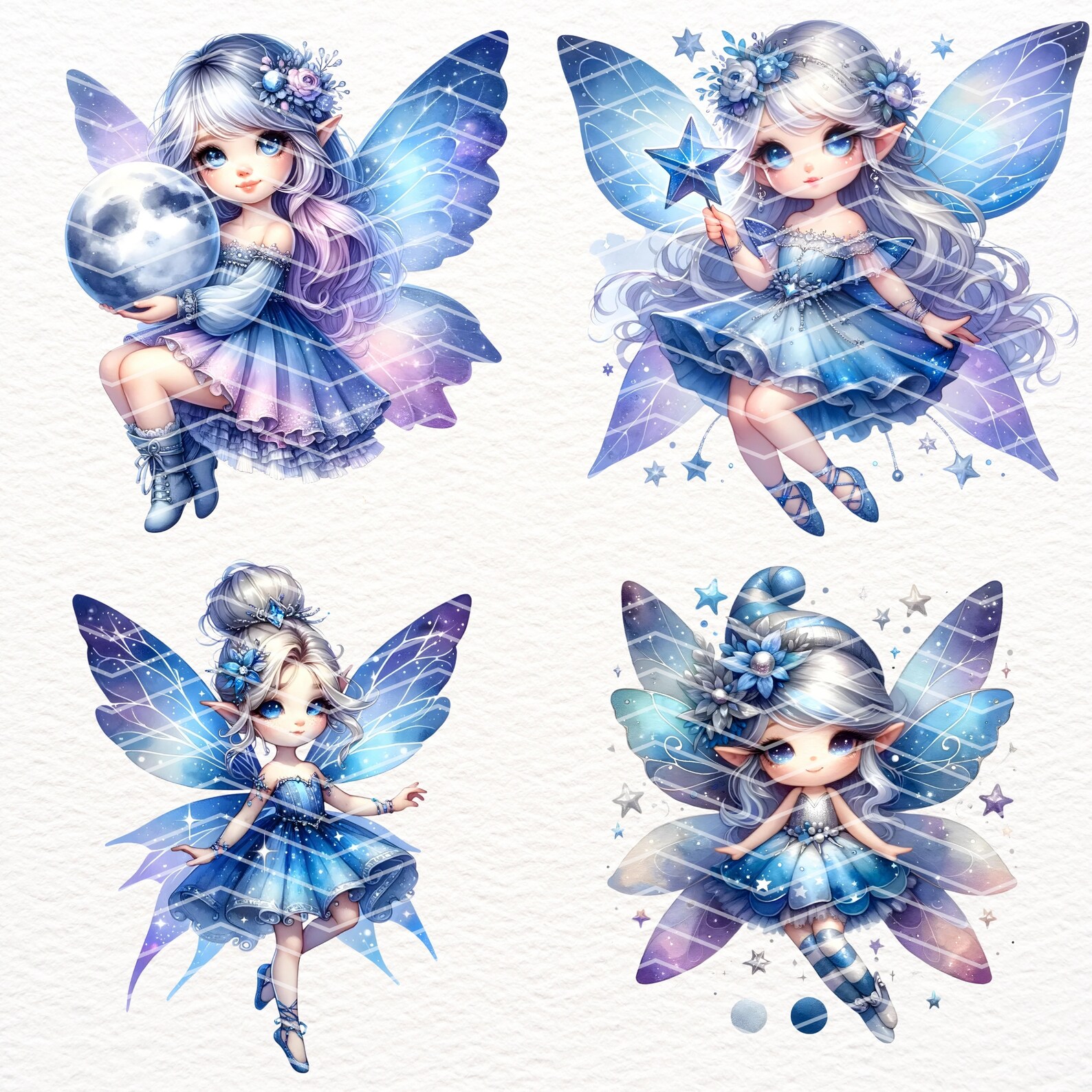 Star Sparkle Fairy Clipart Watercolor - Enchanting Digital Art for ...