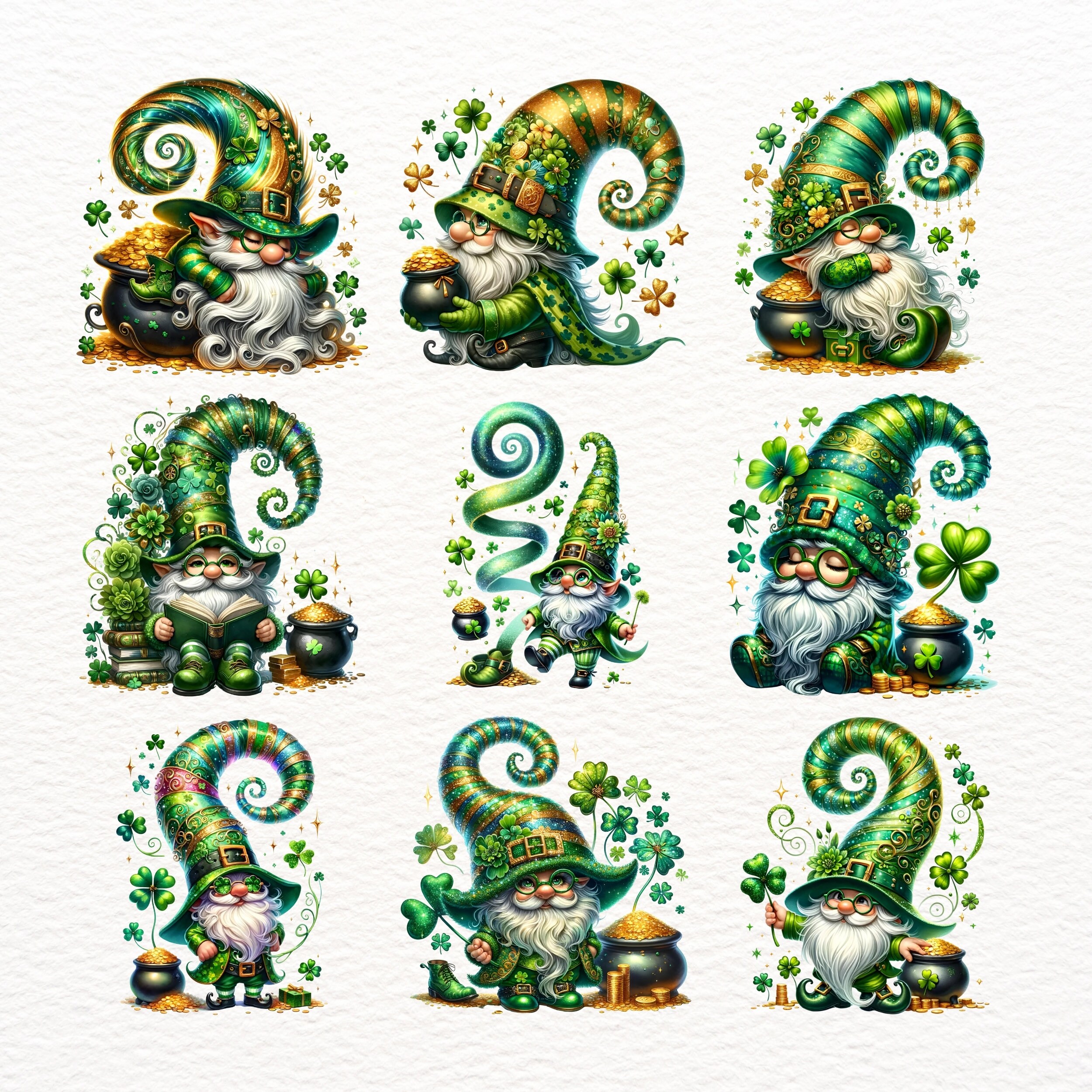 Watercolor St Patricks Day Gnomes Png, Cute Gnomes Clipart, Gnome ...
