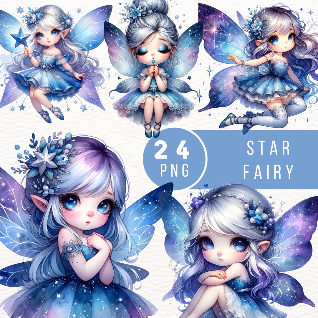 Star Sparkle Fairy Clipart Watercolor - Enchanting Digital Art for ...