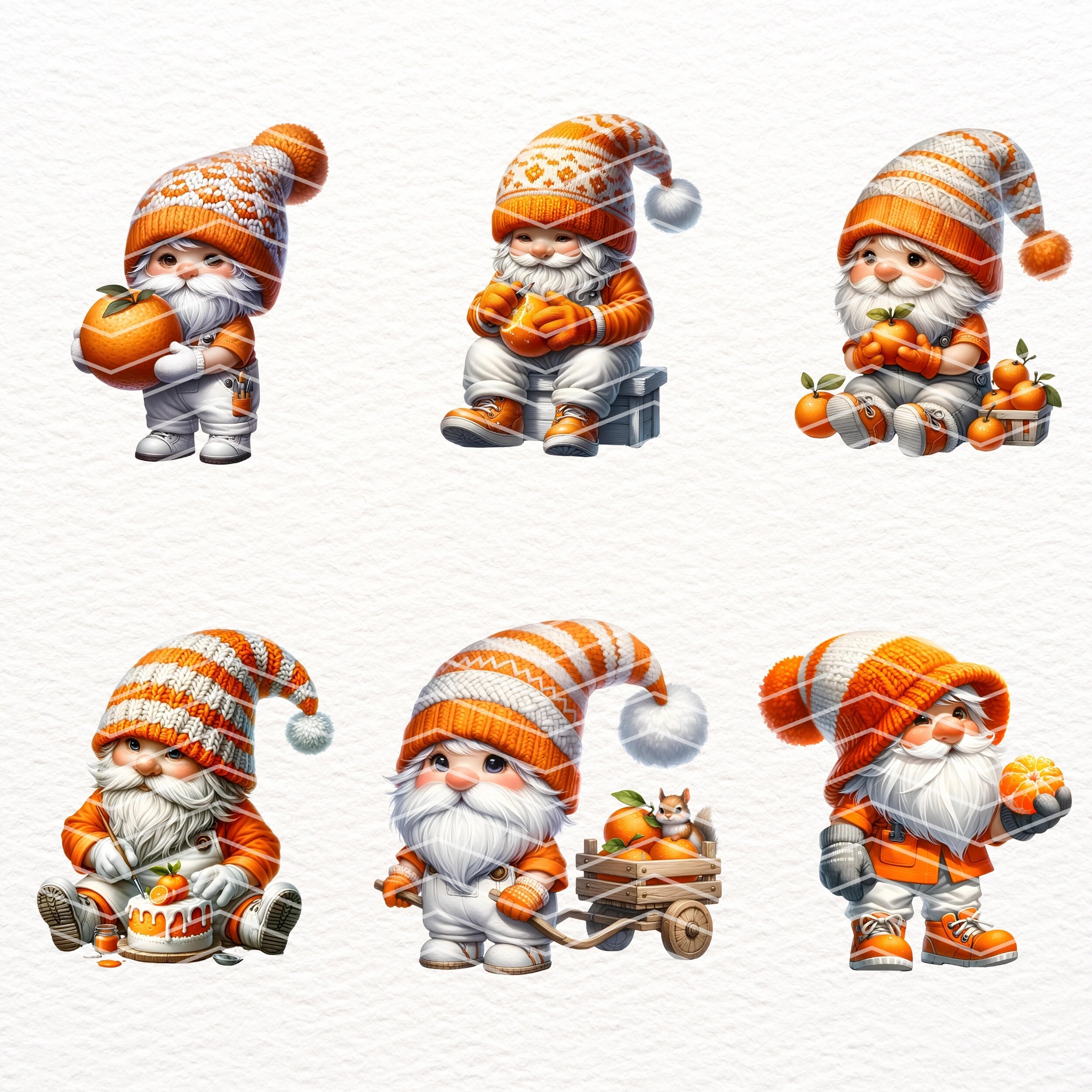 Watercolor Orange Gnomes Clipart - Digital Download, PNG, Perfect for ...