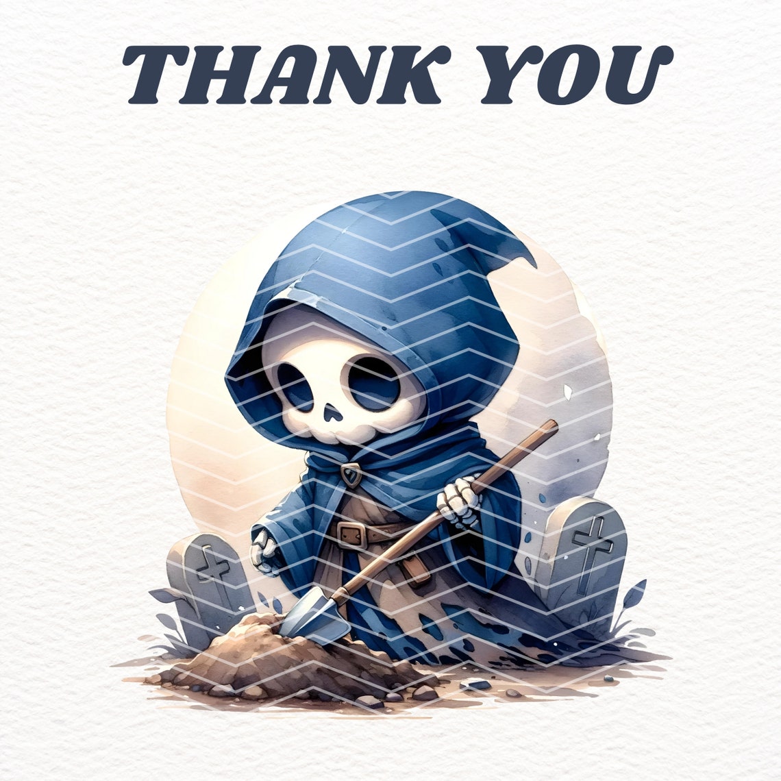 Cute Grim Reaper Watercolor Clipart for Halloween - Perfect for ...