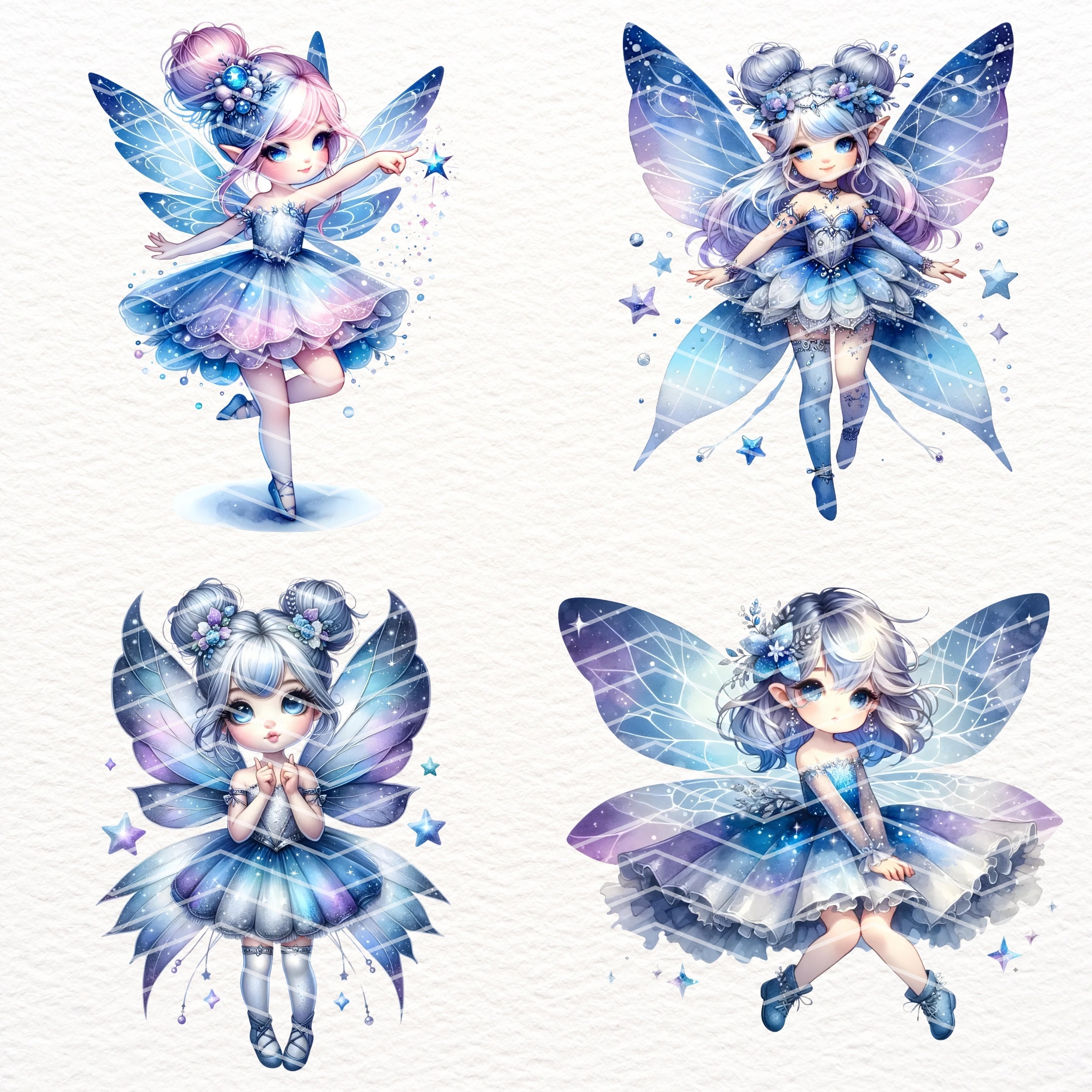 Star Sparkle Fairy Clipart Watercolor - Enchanting Digital Art for ...