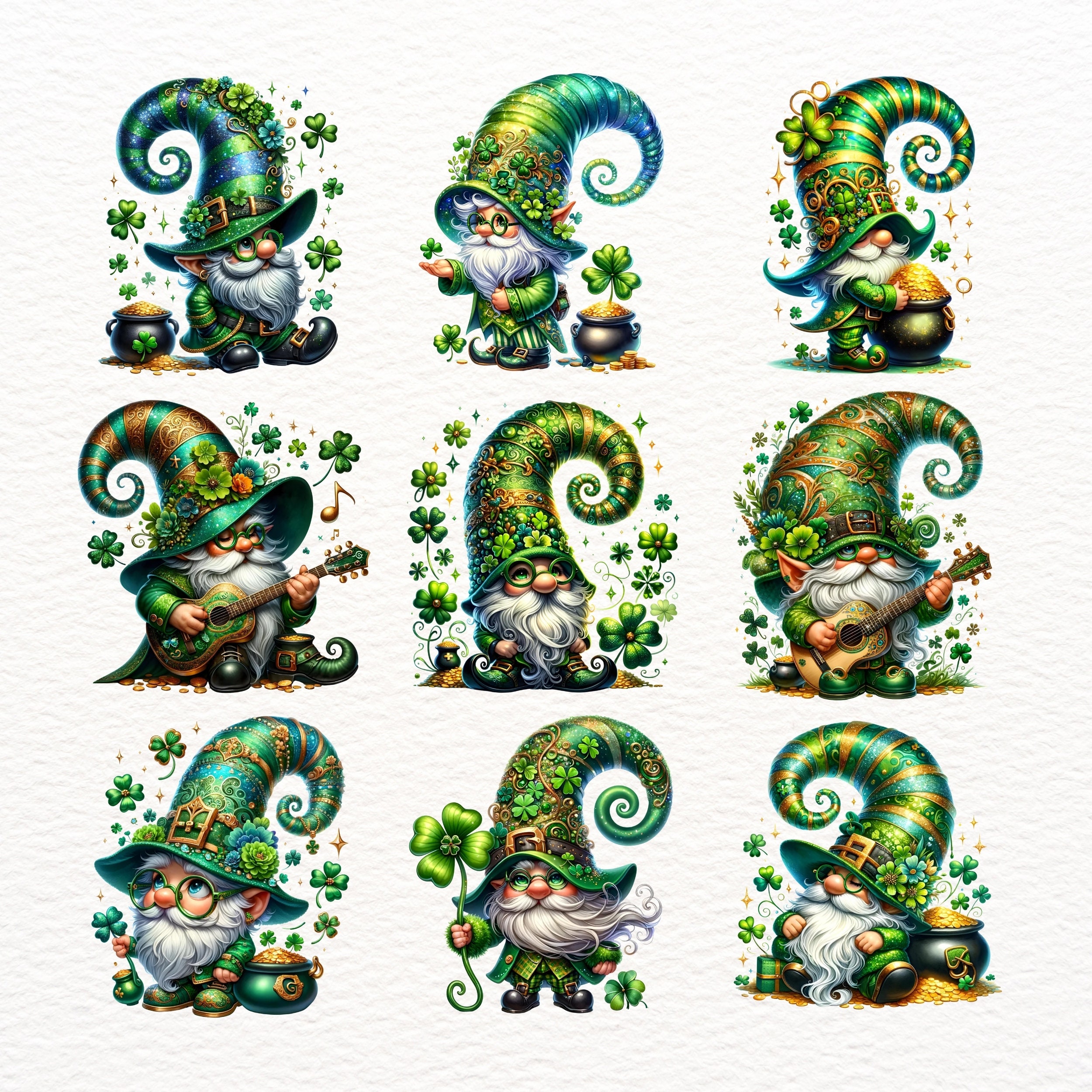 Watercolor St Patricks Day Gnomes Png, Cute Gnomes Clipart, Gnome ...