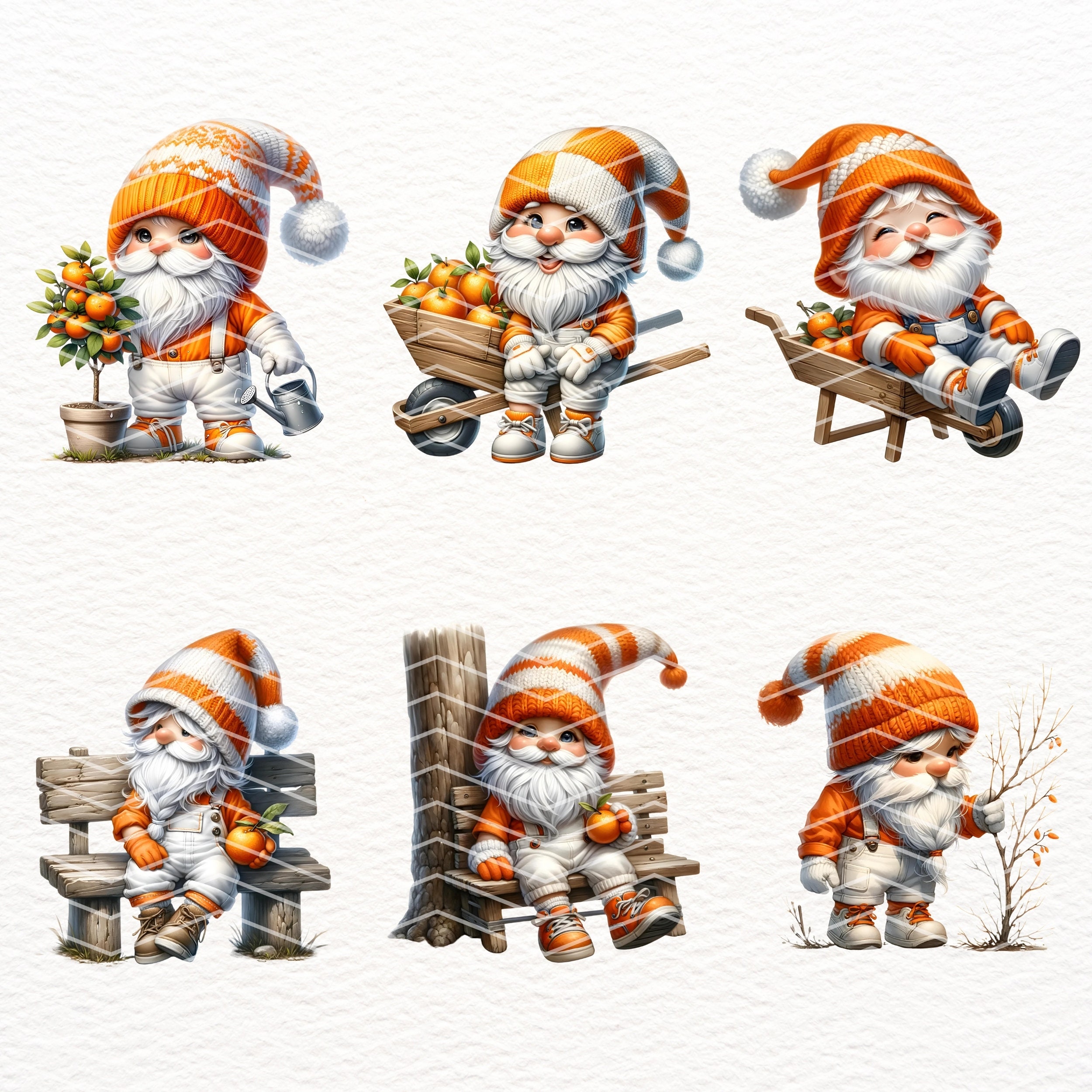 Watercolor Orange Gnomes Clipart - Digital Download, PNG, Perfect for ...