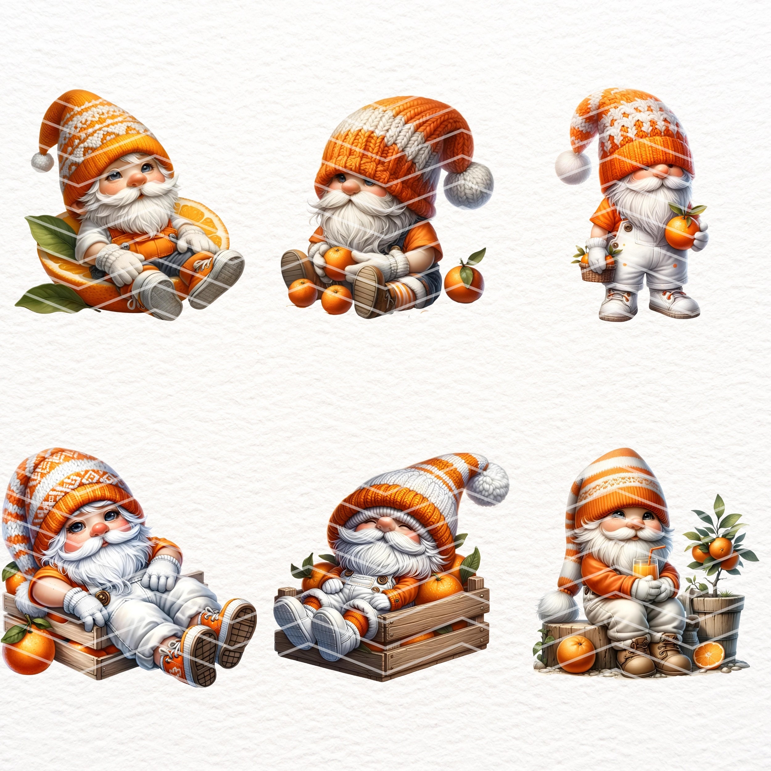 Watercolor Orange Gnomes Clipart - Digital Download, PNG, Perfect for ...