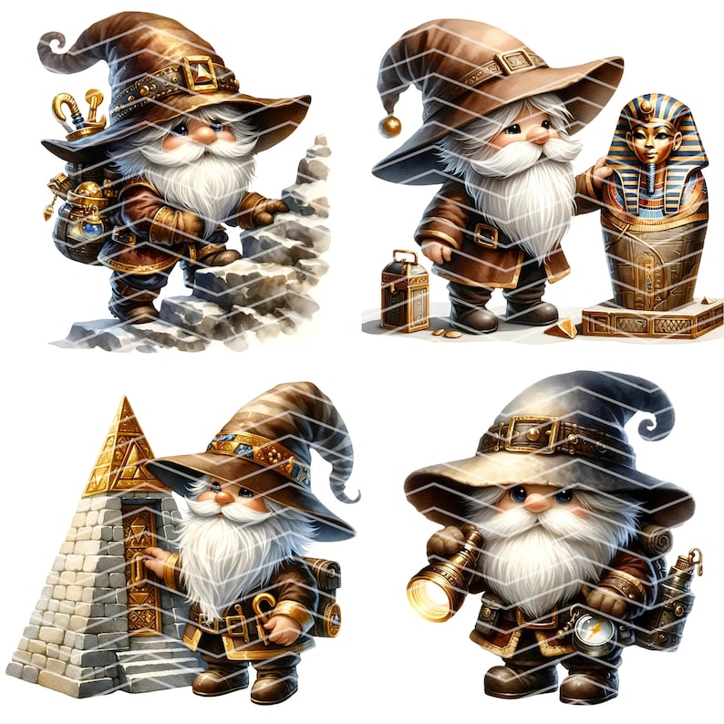 Enchanting Gnome Treasure Hunter Watercolor - Mystical Painting Clipart ...