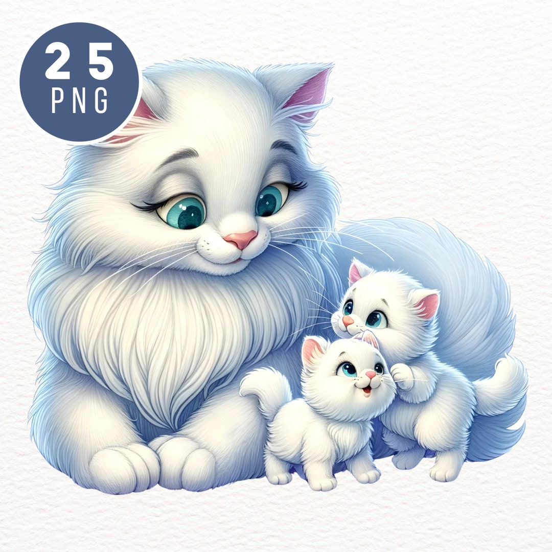 Adorable Watercolor Clipart of Cute Mother and Baby Animals for Nursery ...